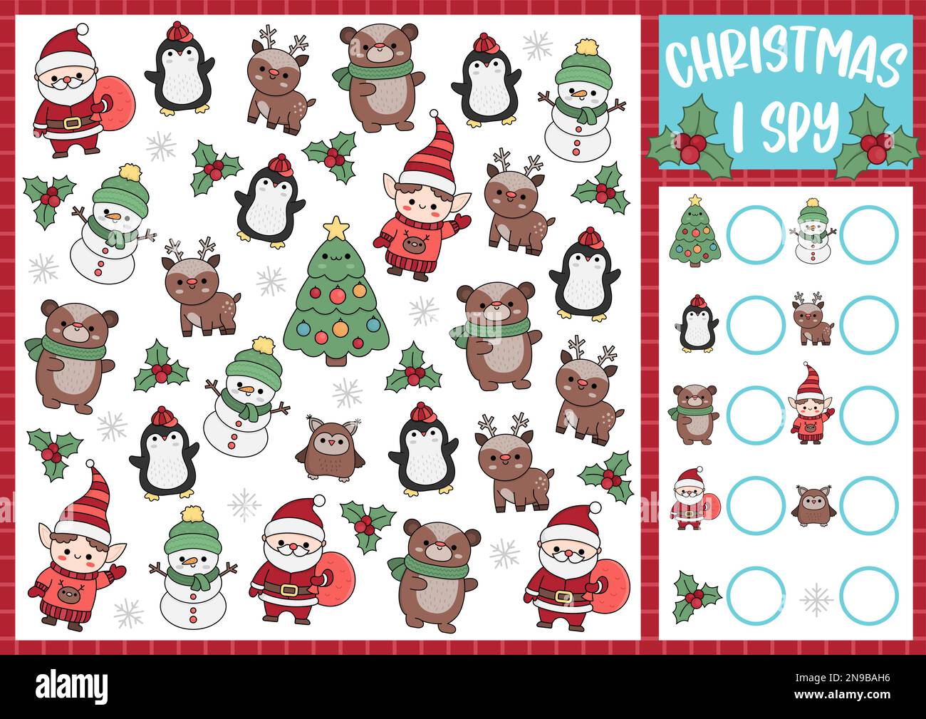 Christmas I spy game for kids. Searching and counting activity with ...