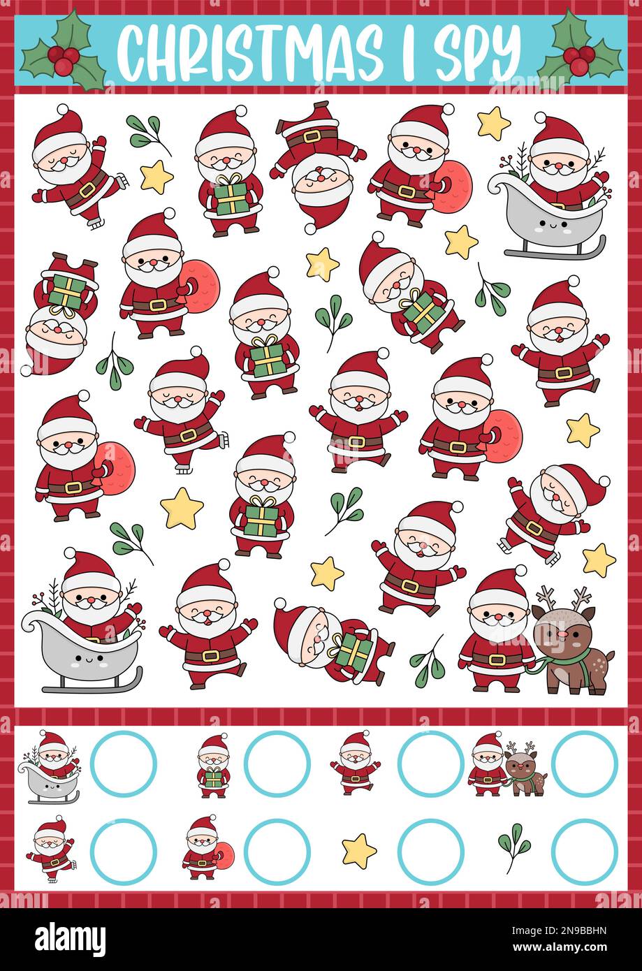 Christmas I spy game for kids. Searching and counting activity with ...