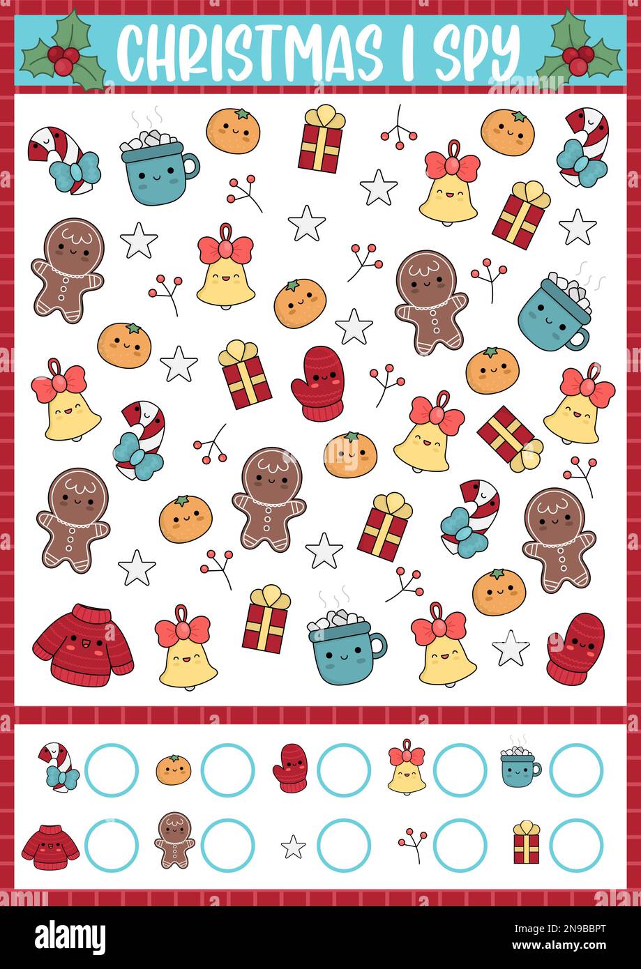 Christmas I spy game for kids. Searching and counting activity with ...