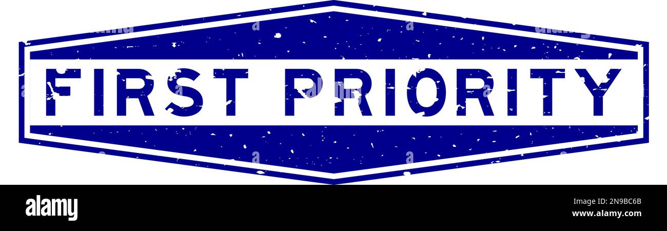 Grunge blue first priority word hexagon rubber seal stamp on white background Stock Vector Image ...