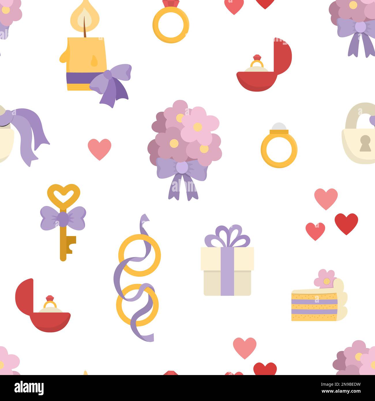 Vector wedding seamless pattern. Cute marriage repeat background with ...