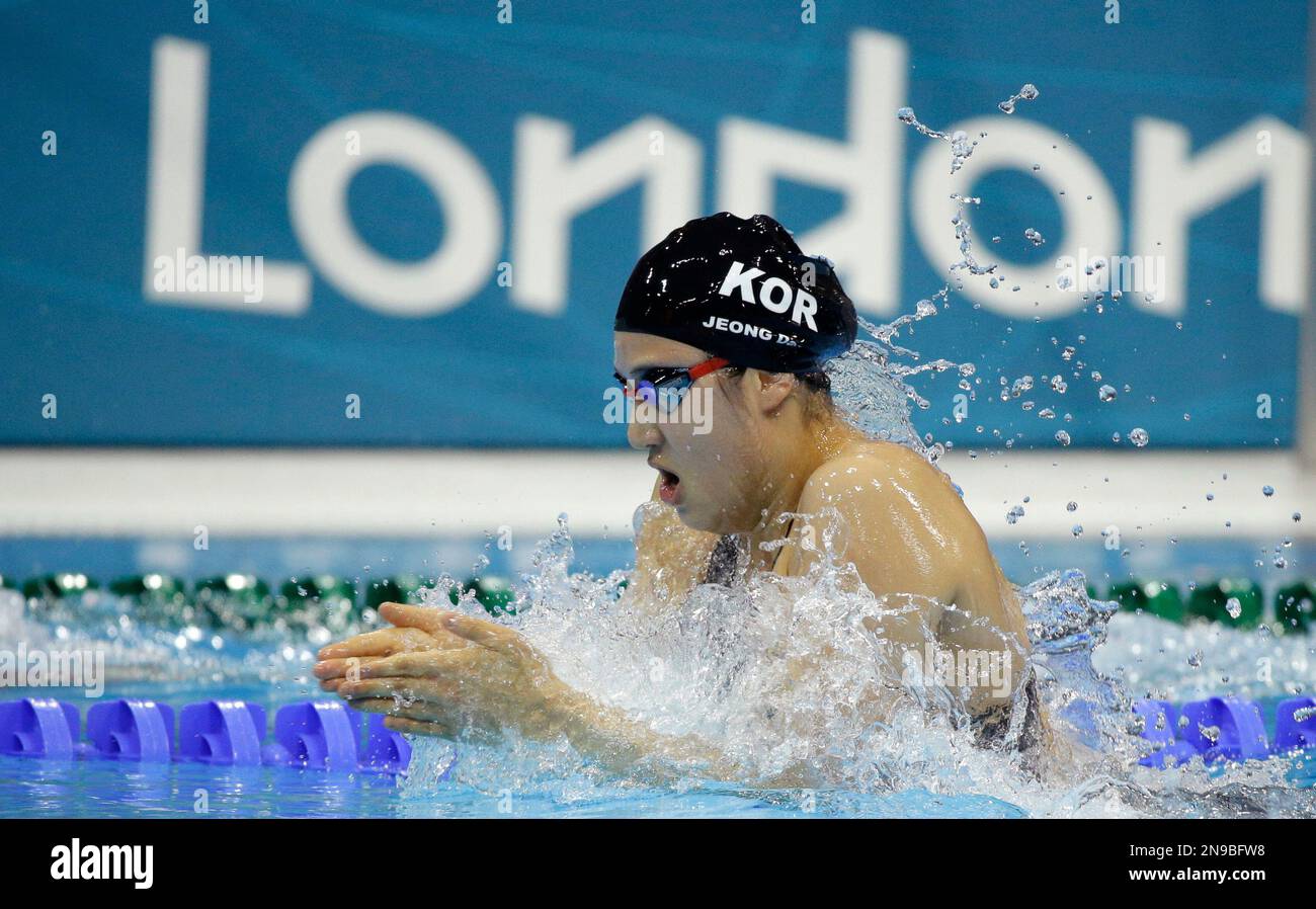 South Korea's Jeong Da-rae competes in a women's 200-meter breaststroke ...