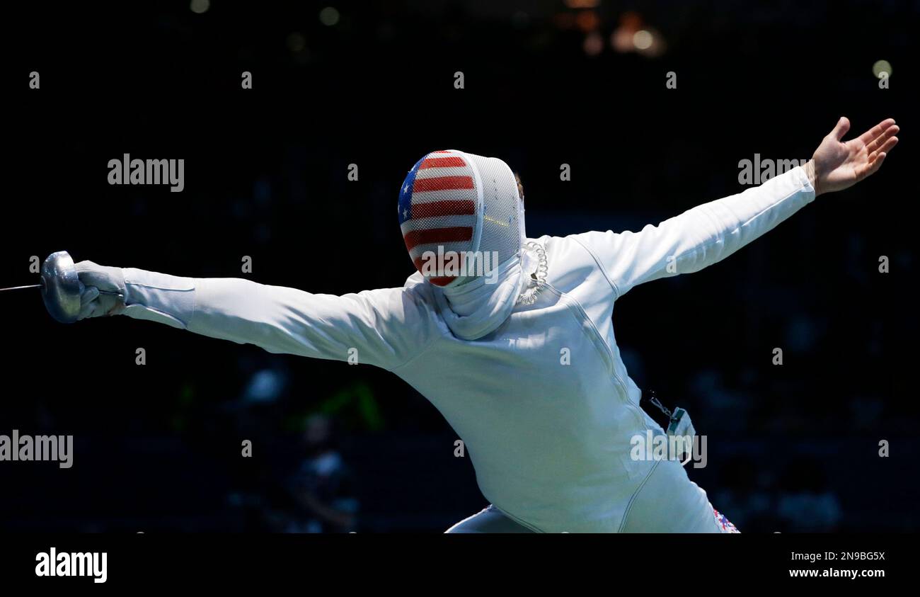 United State's Soren Thompson competes against Germany's Joerg Fiedler ...