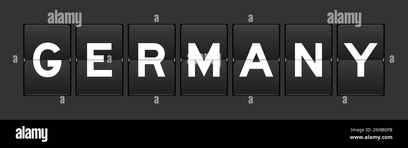 Black color analog flip board with word germany on gray background ...