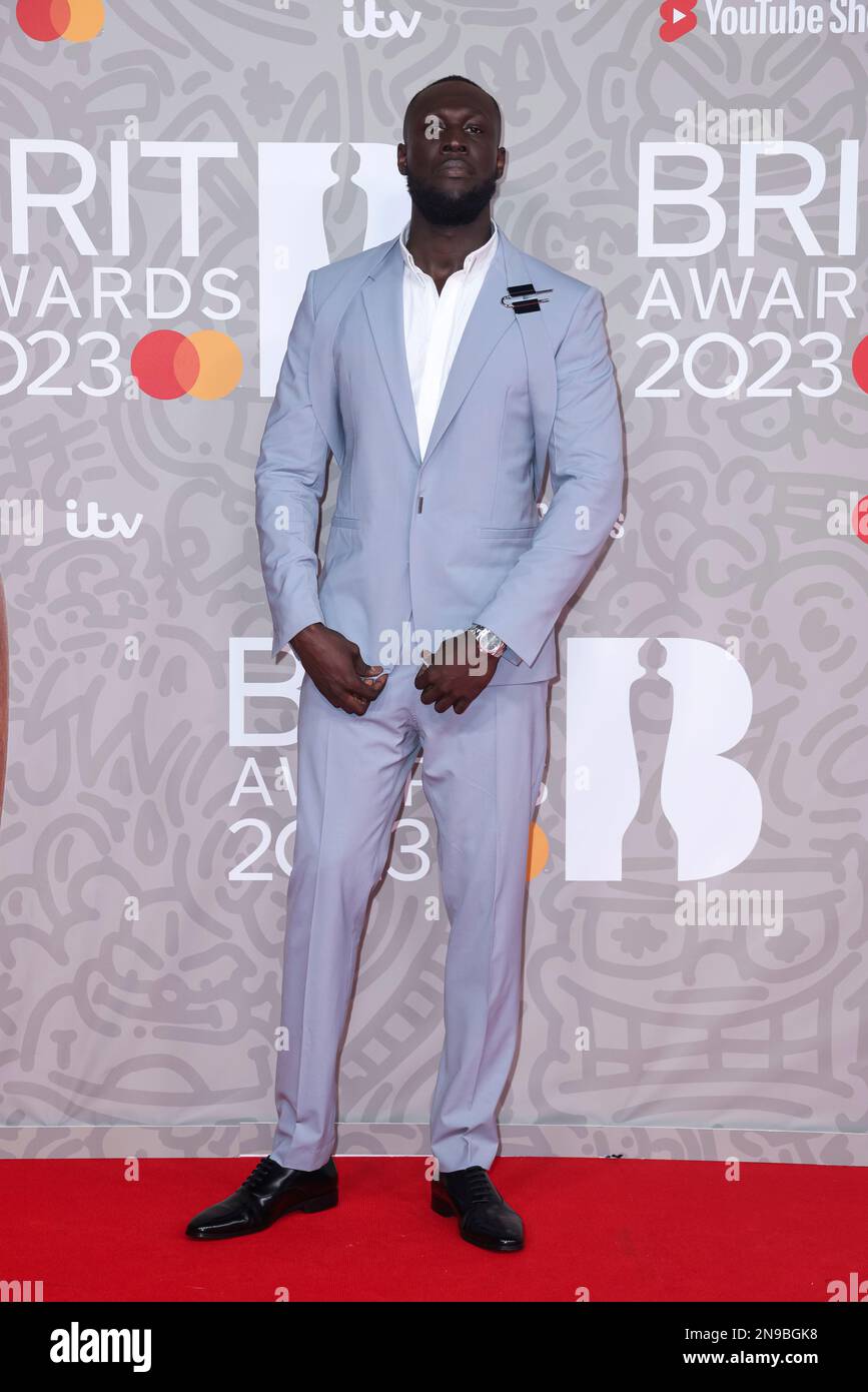 Stormzy poses for photographers upon arrival at the Brit Awards 2023 in ...