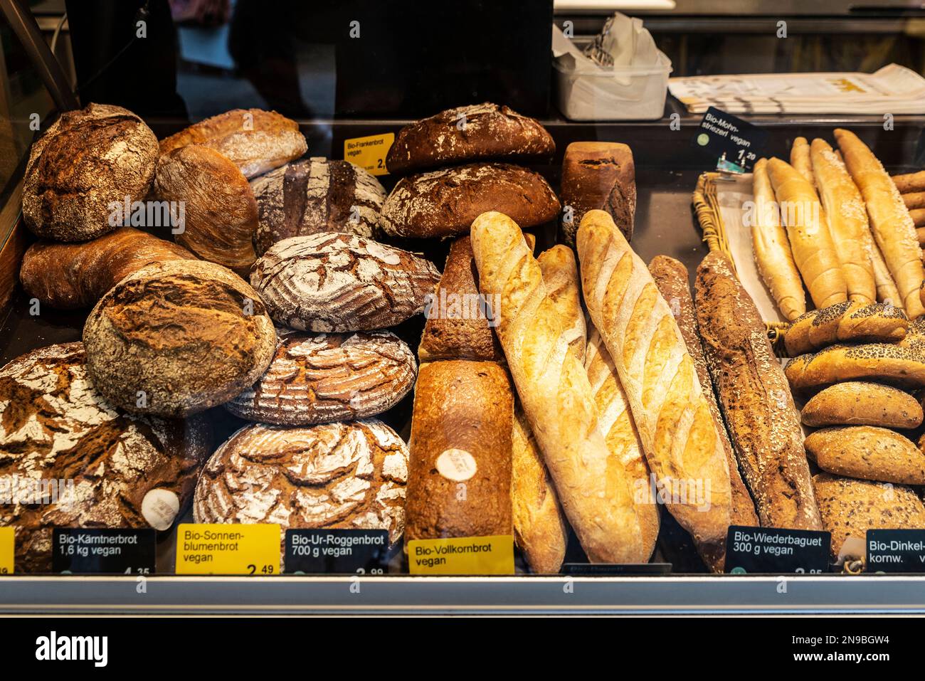 Vienna, Austria - October 14, 2022: Bakery shop with vegan bread and ...