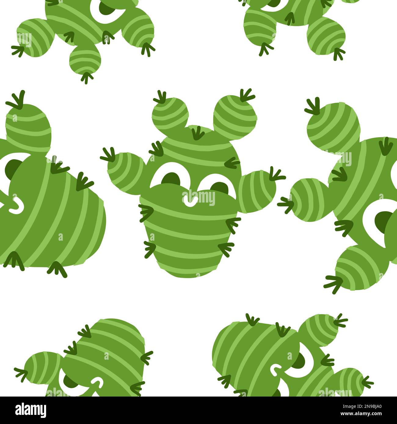 Cacti characters pattern. Vector illustration in cartoon flat style ...