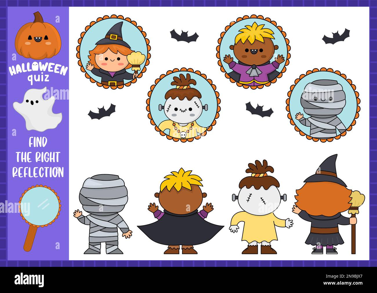 Halloween find the right reflection activity. Logical matching quiz ...