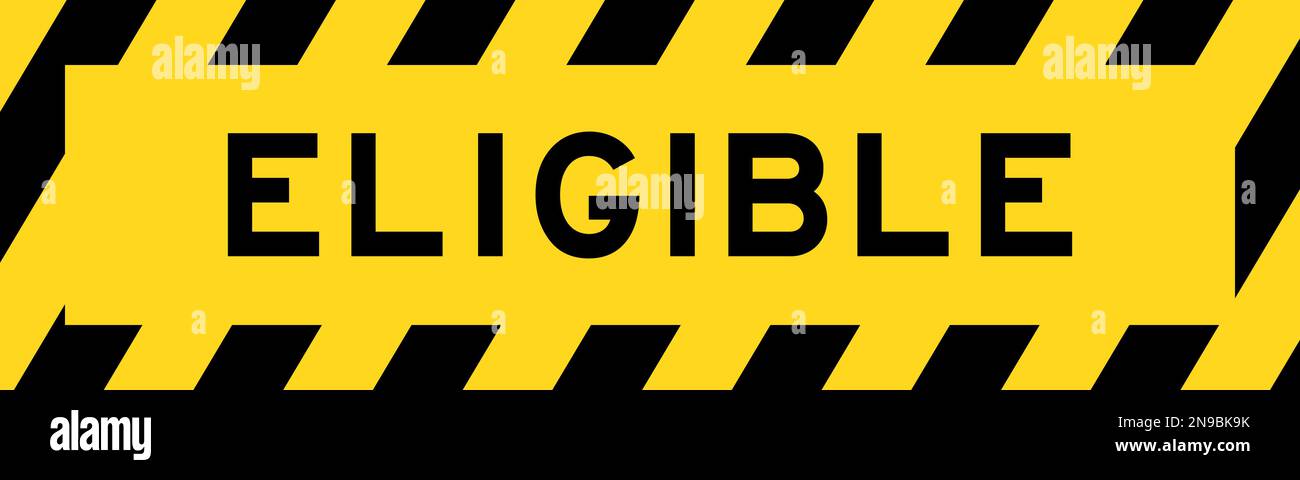 Yellow and black color with line striped label banner with word ...