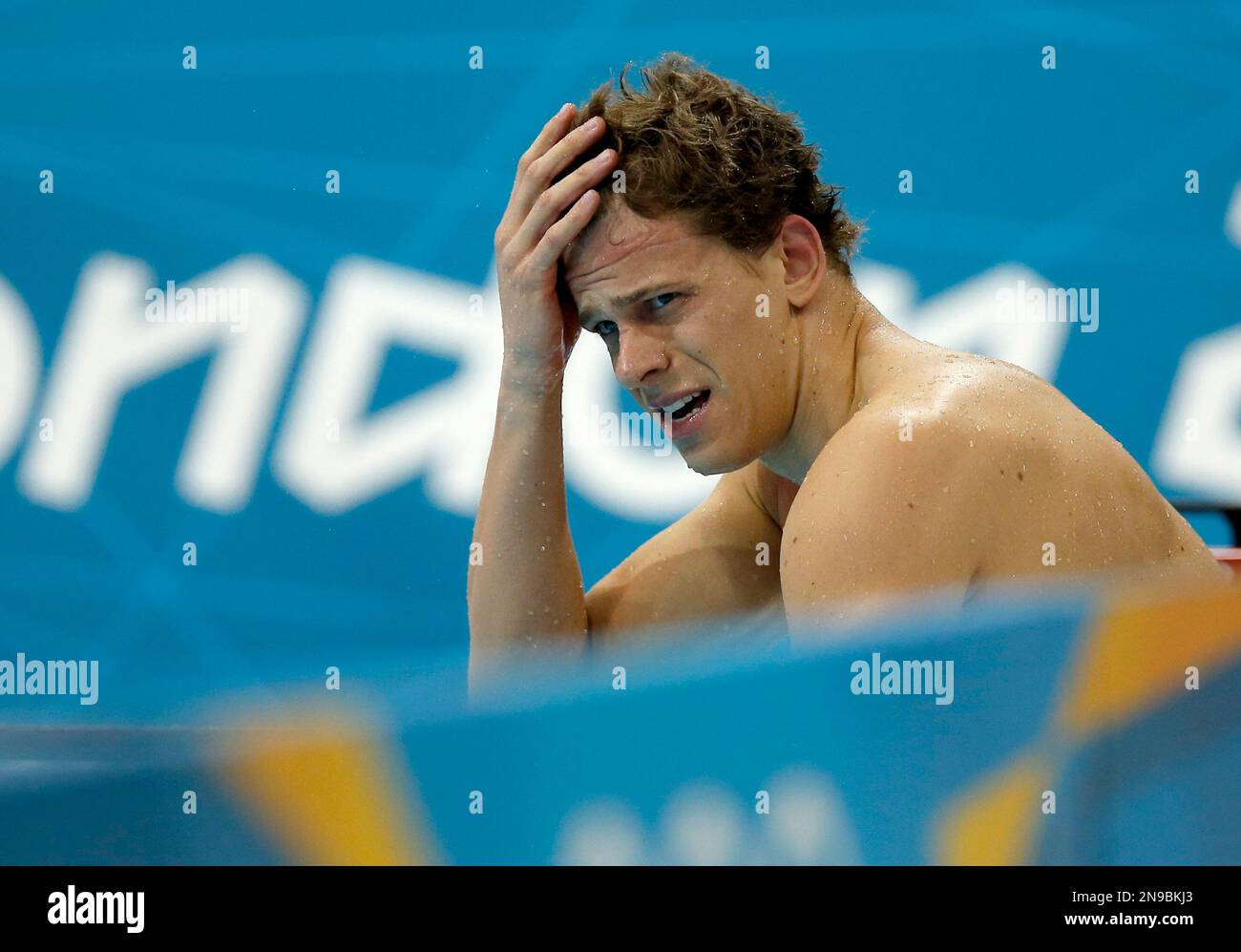 Brazil's Cesar Cielo reacts after competing in the men's 100-meter ...