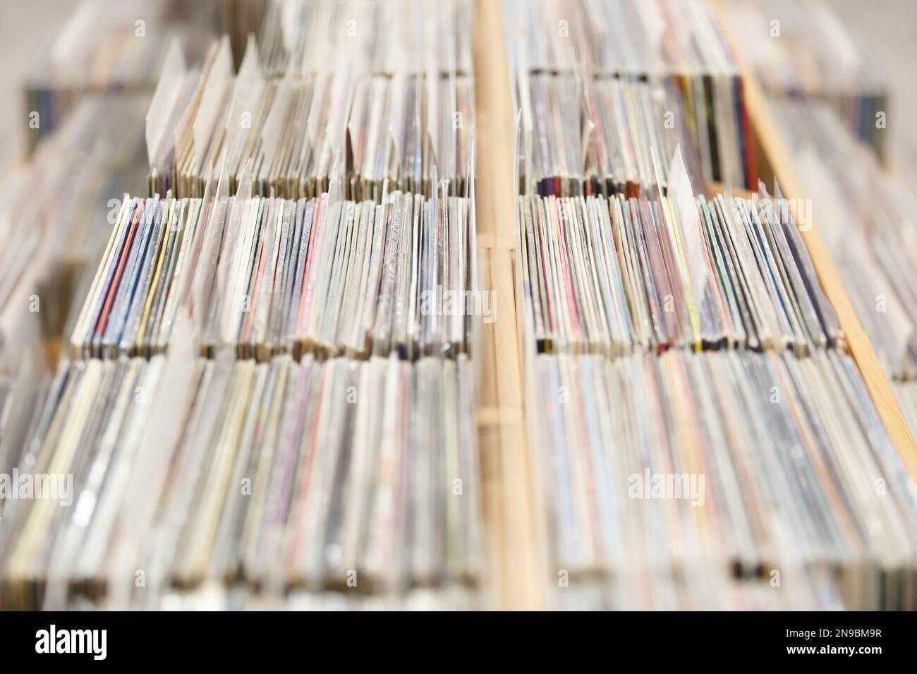Big stack of vinyl records for turntables in music store. Buy analog ...
