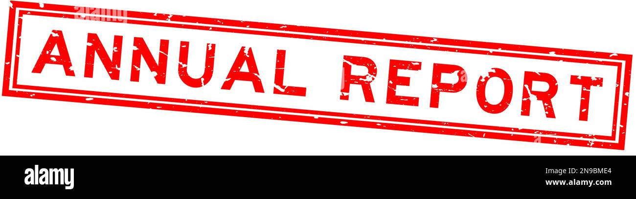 Grunge red annual report word square rubber seal stamp on white ...