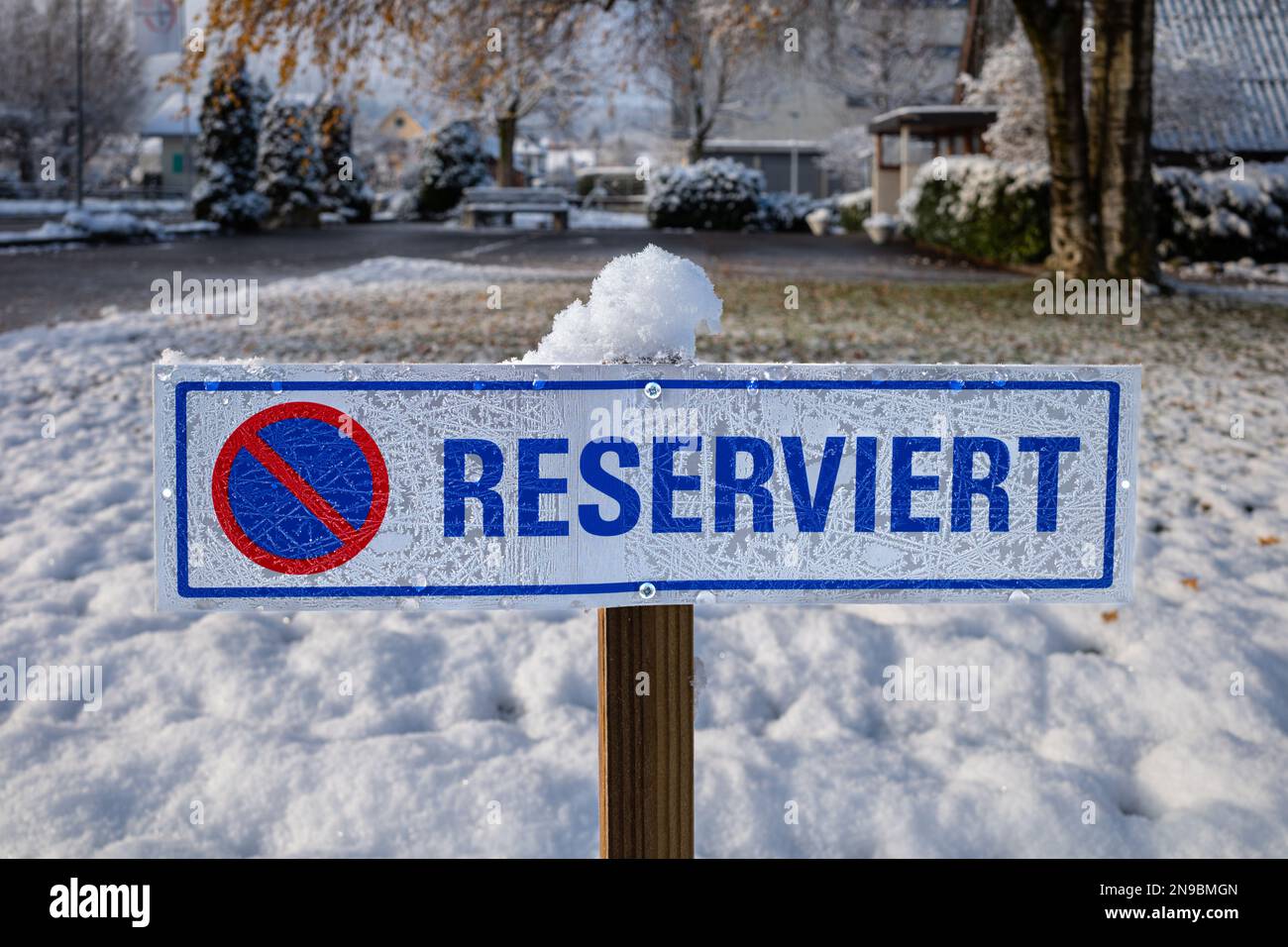 Birr, France - December 12, 2022: A german sign in the parking lot ...