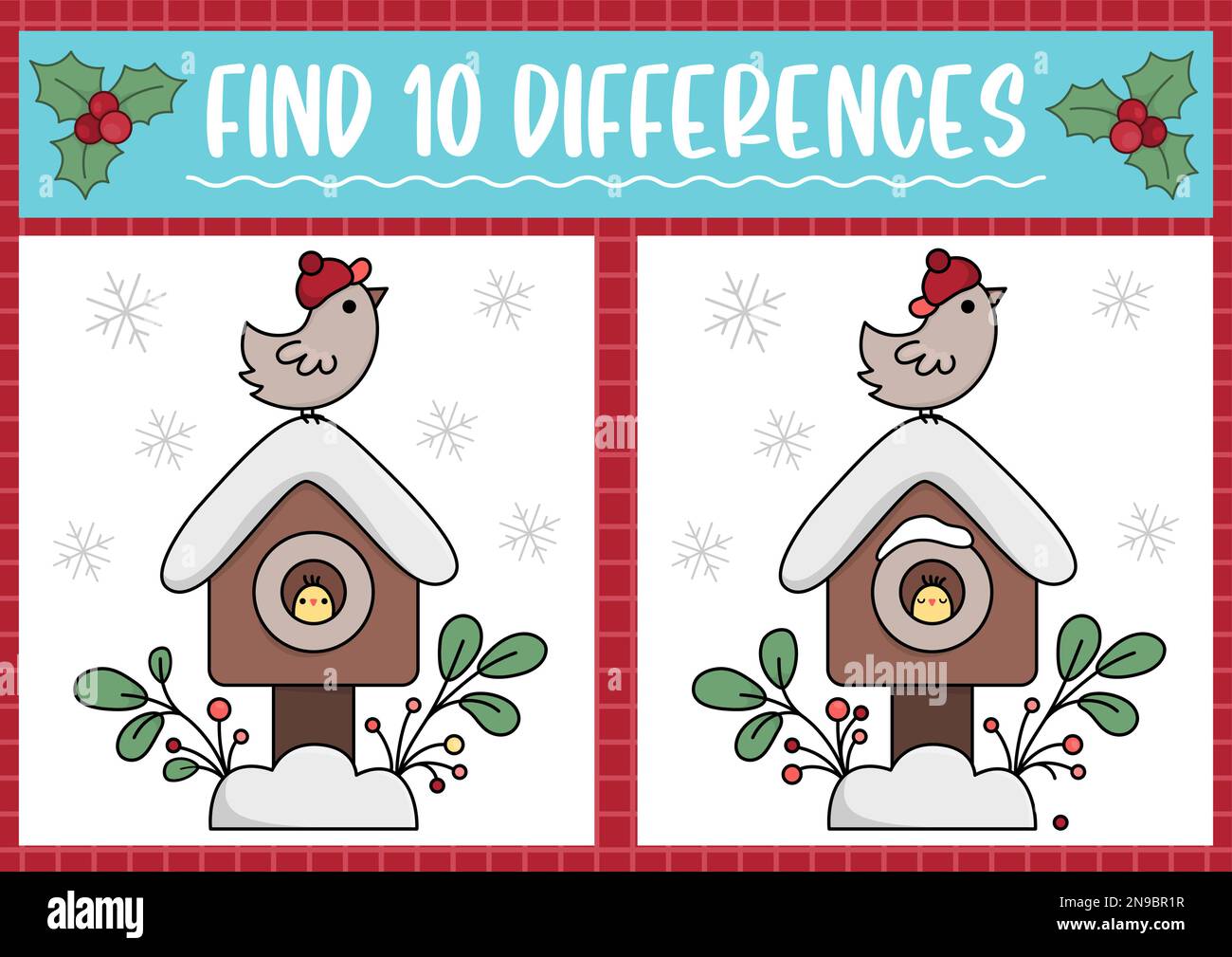 Christmas find differences game for children. Attention skills activity ...