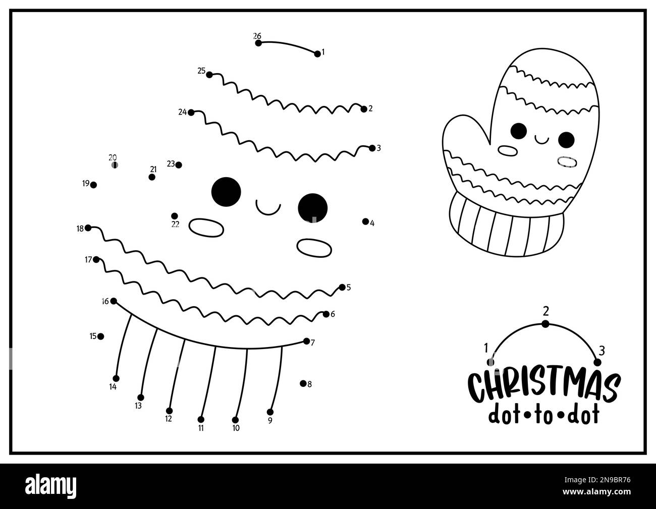 Vector Christmas dot-to-dot and color activity with cute kawaii penguin ...