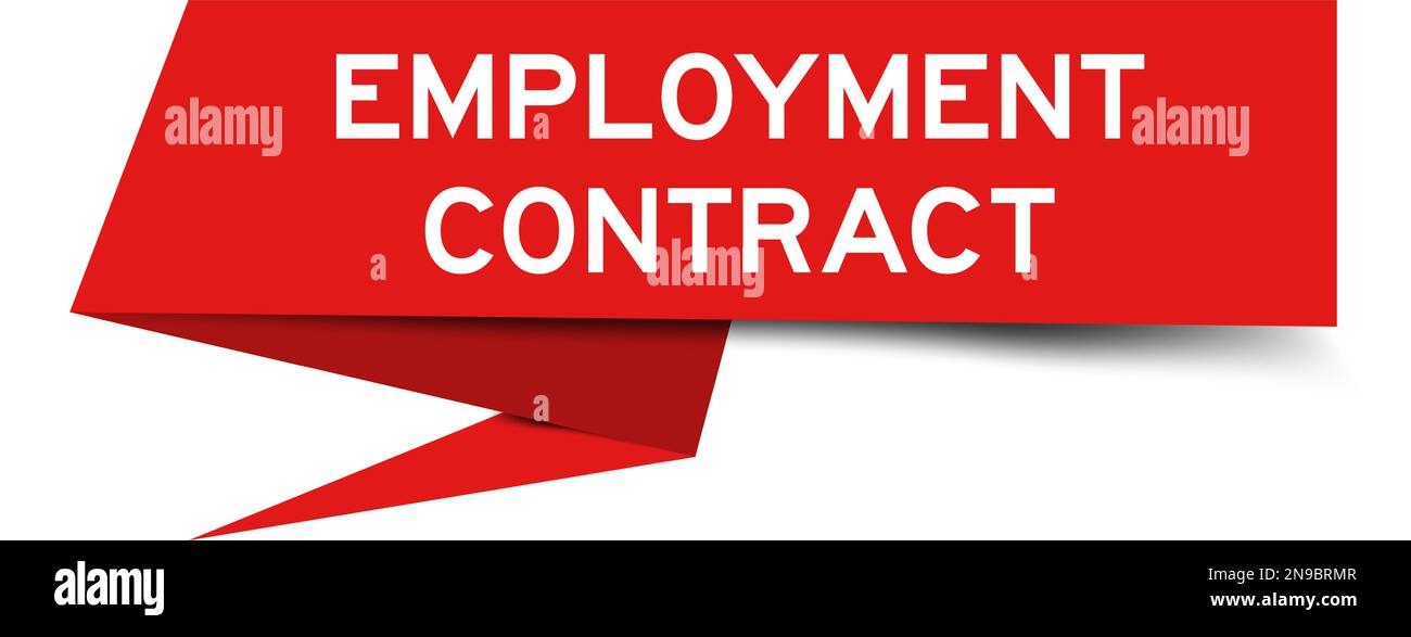 Red color speech banner with word employment contract on white ...