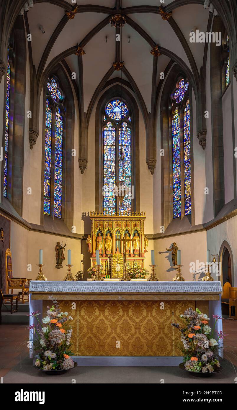 Vaduz, Liechtenstein - November 18, 2022: Interior and altar of the ...