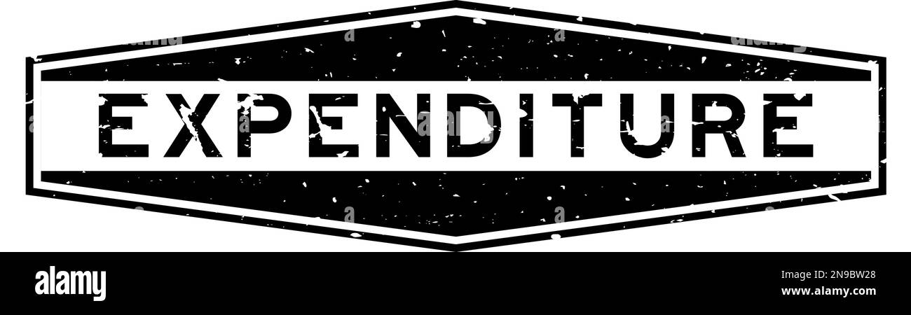 Grunge black expenditure word hexagon rubber seal stamp on white ...