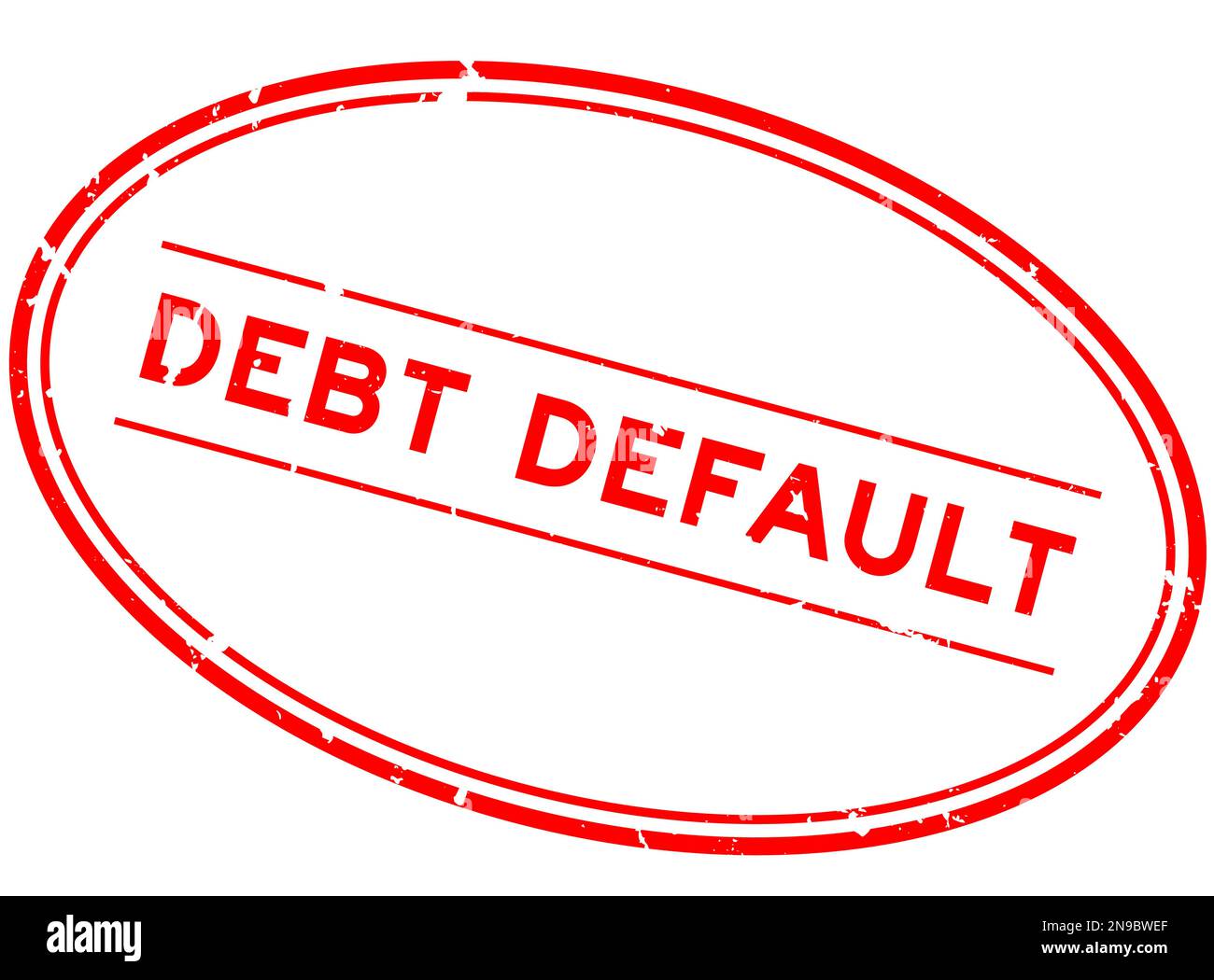 Grunge red debt default word oval rubber seal stamp on white background ...