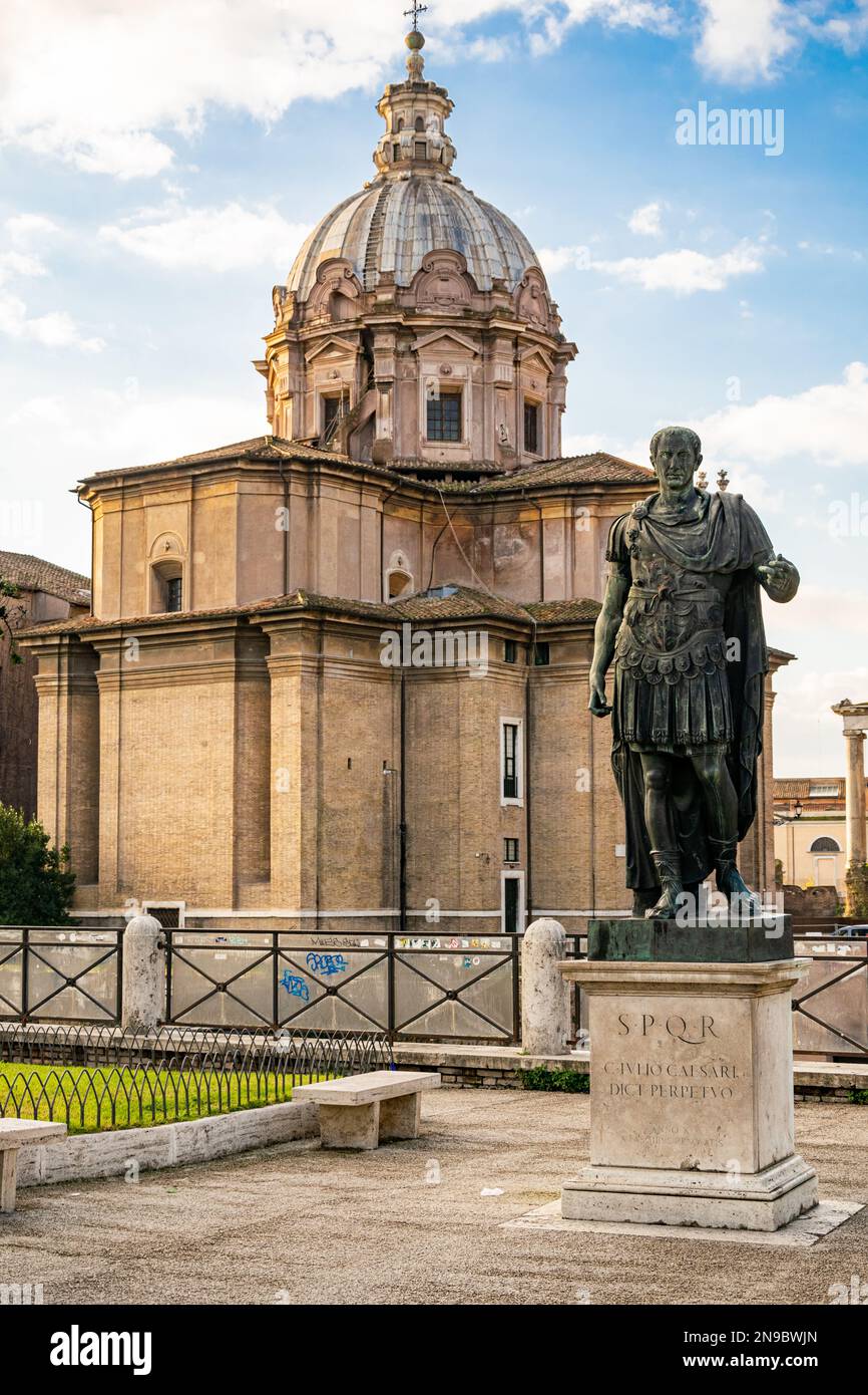 The statue of Julius Caesar in bronze at the place of his assassination ...