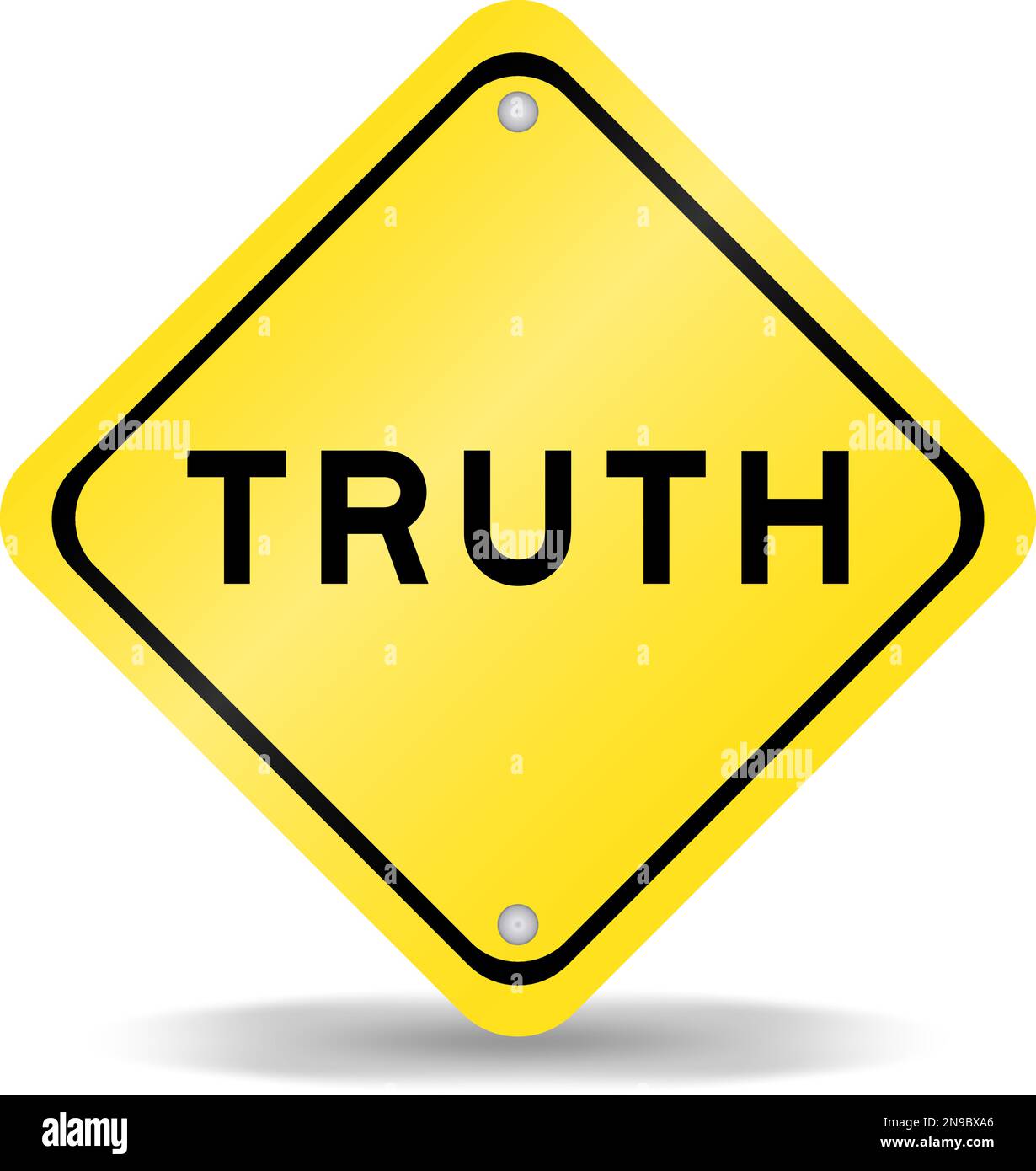 Yellow color transportation sign with word truth on white background ...