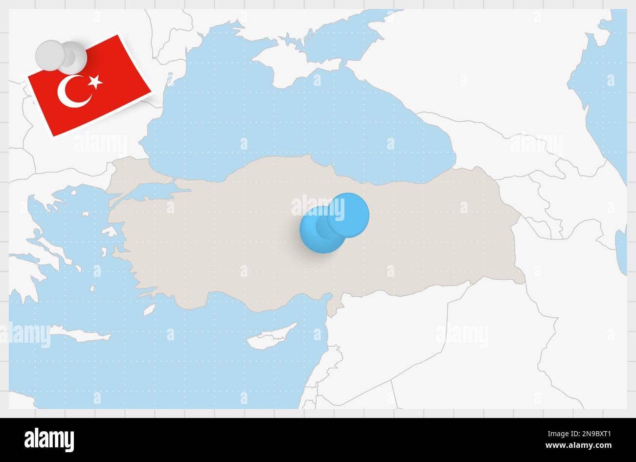 Map of Turkey with a pinned blue pin. Pinned flag of Turkey, vector ...