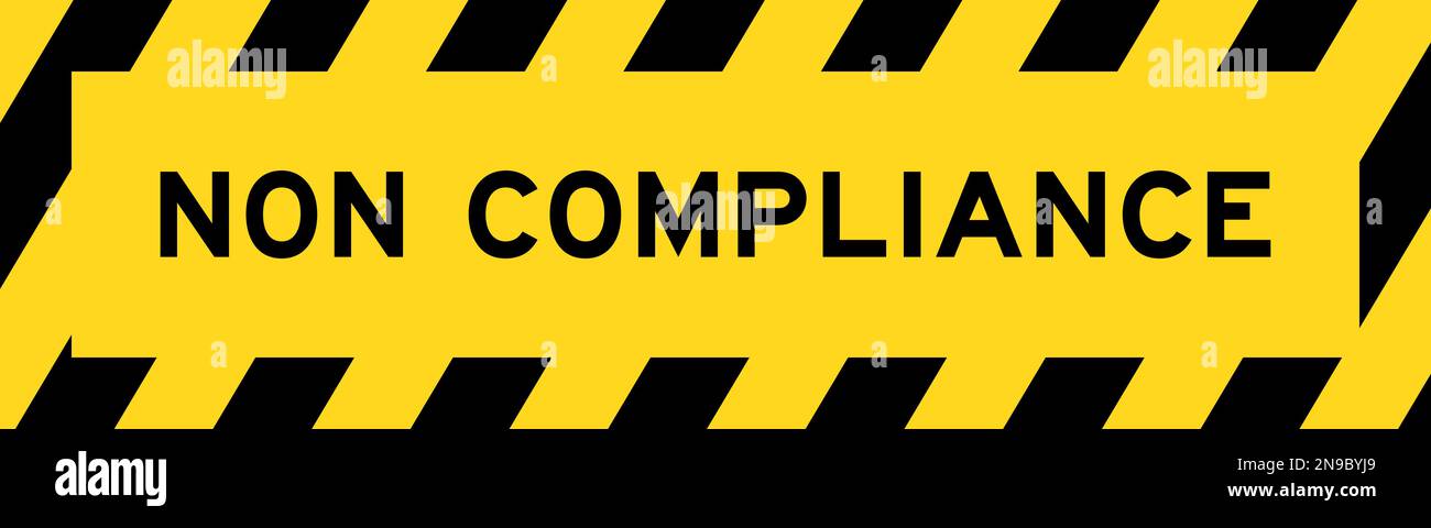 Yellow and black color with line striped label banner with word non ...