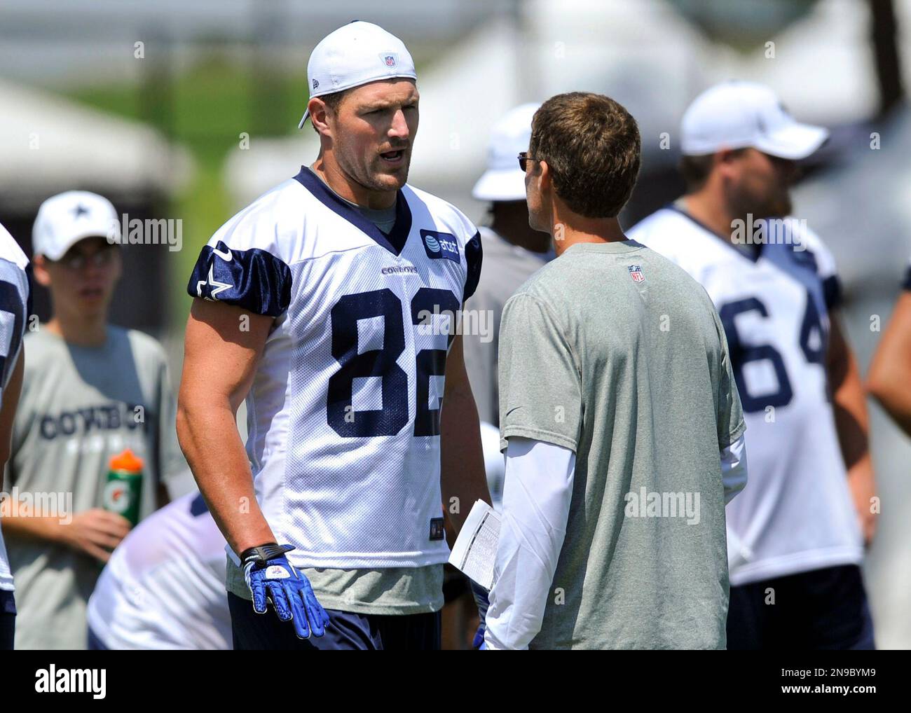 Dallas Cowboys tight end Jason Witten (82) talks with tight ends coach ...