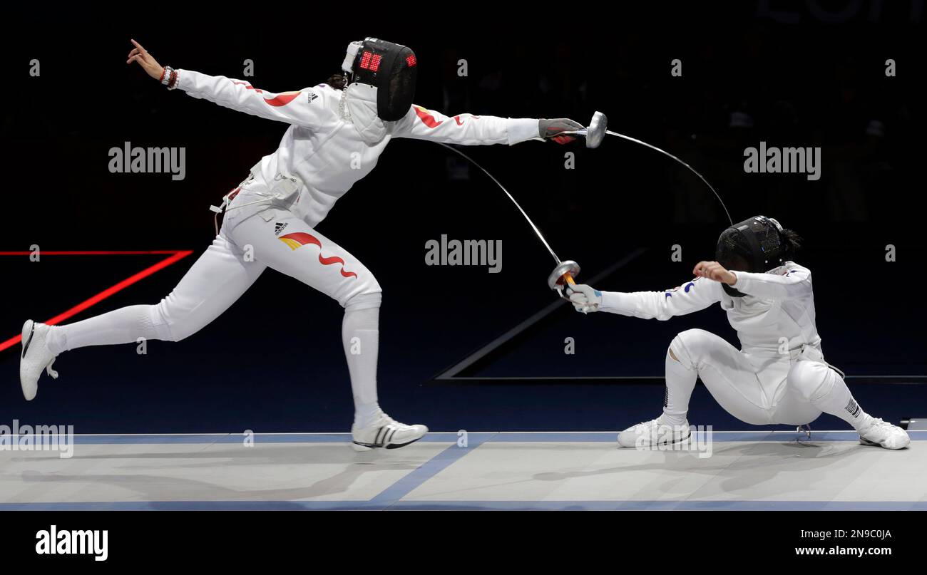 China's Yujie Sun and South Korea's Shin A-lam, right, compete in the ...