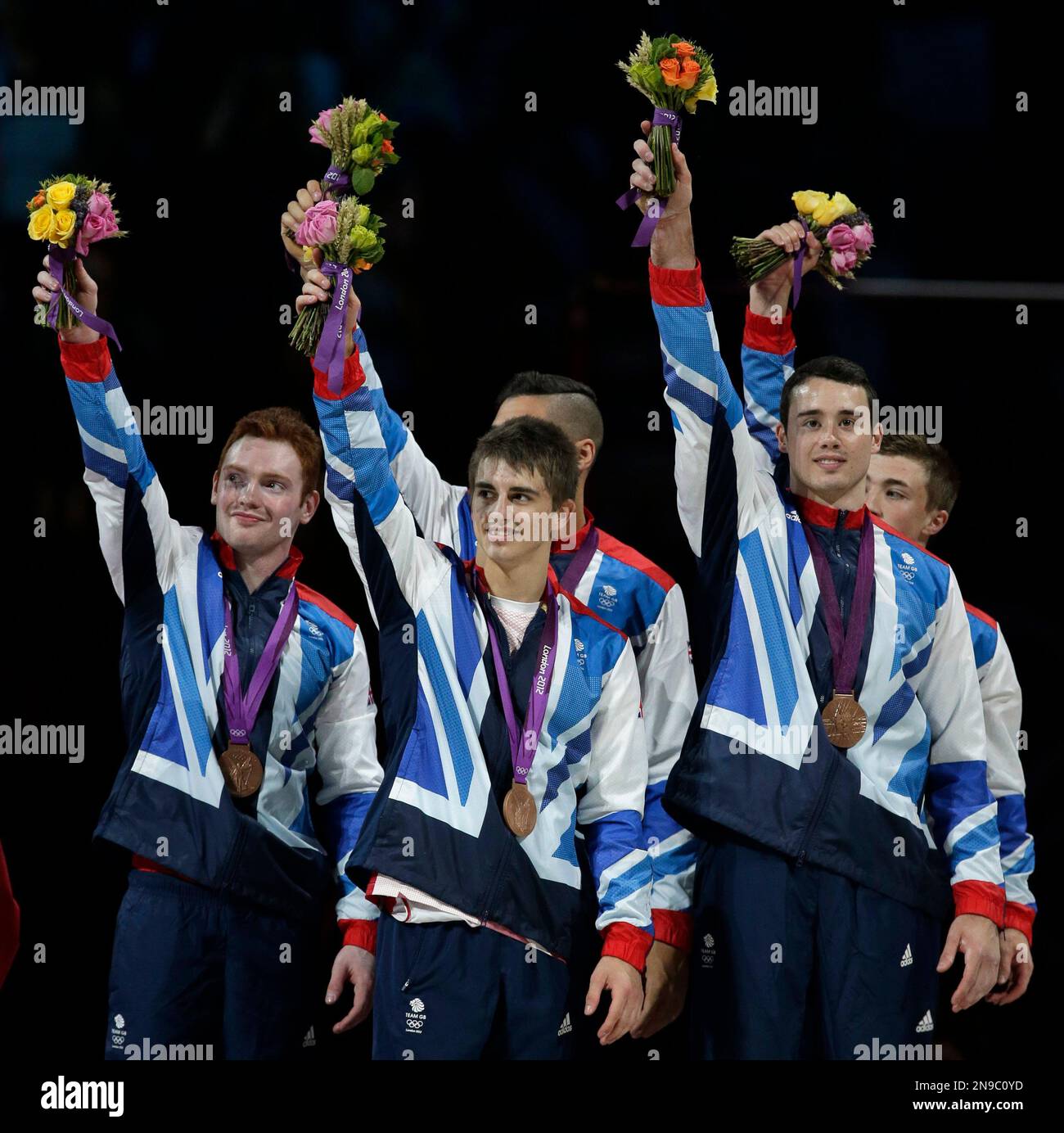 Great Britain's gymnasts, left to right, Daniel Purvis , Max Whitlock ...