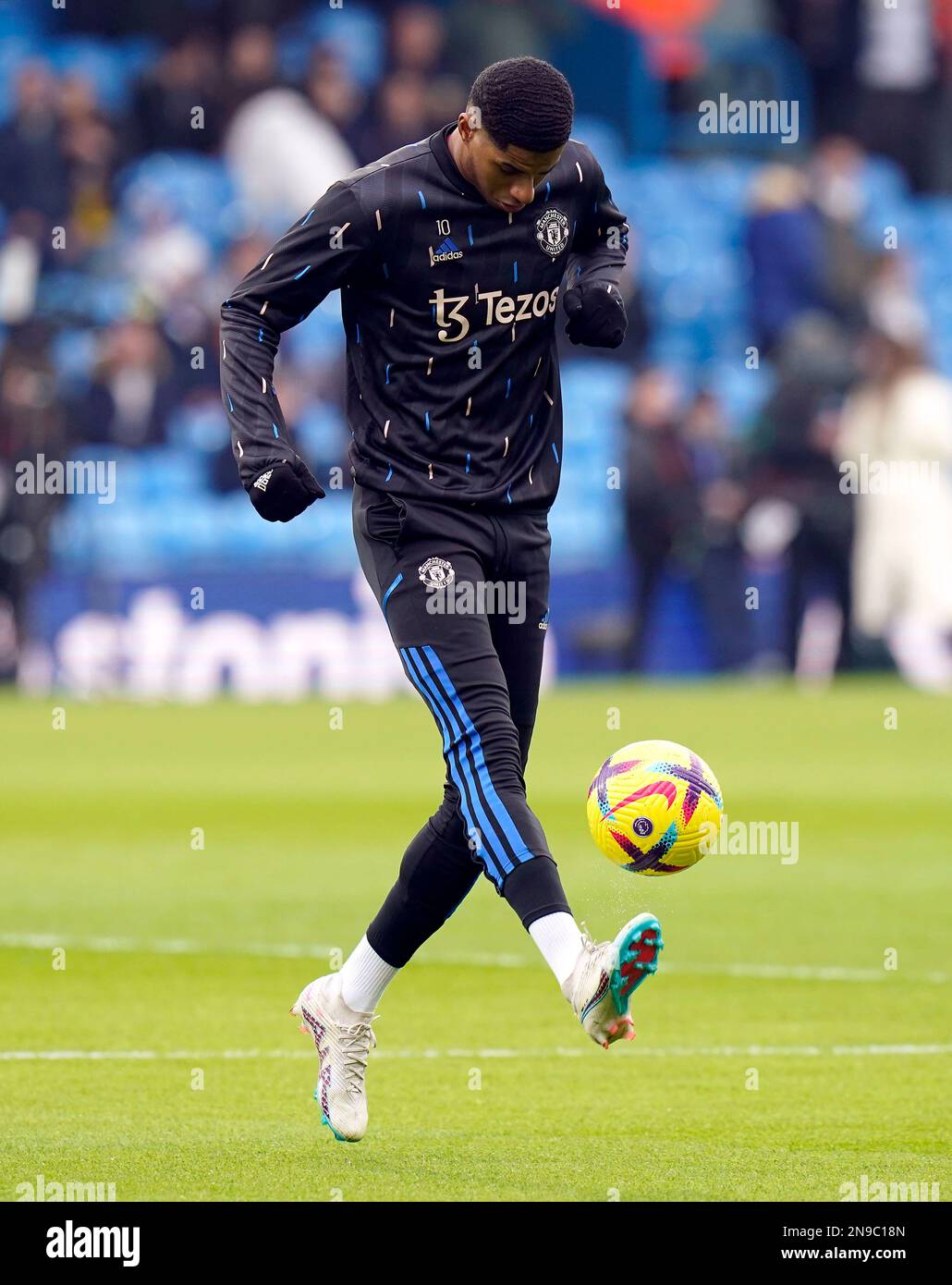 Manchester United's Marcus Rashford warms up before the Premier League ...
