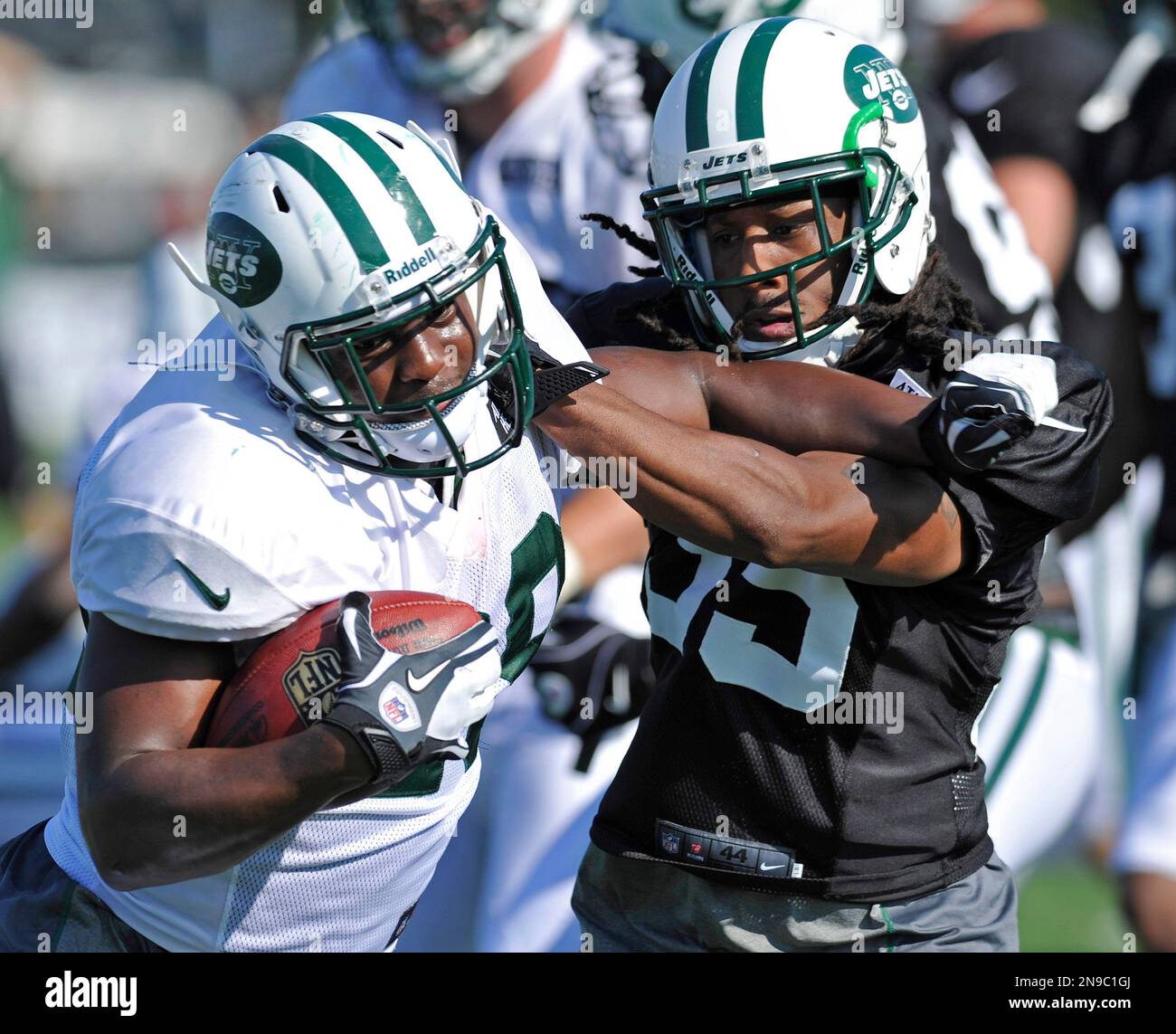 New York Jets Isaiah Trufant , right, attempts to stop running back ...