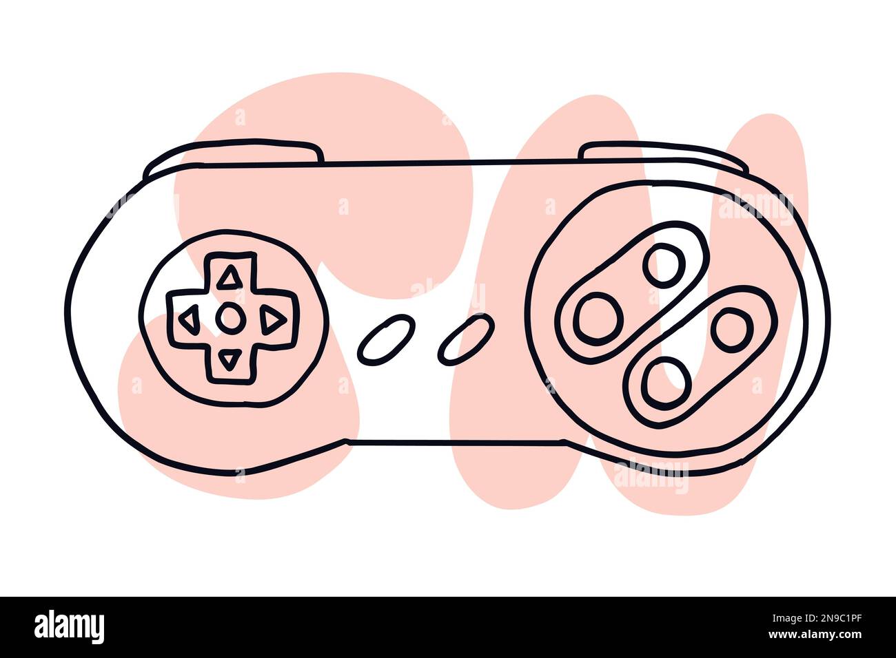 Game retro controller. Vector illustration in hand-drawn cartoon flat ...