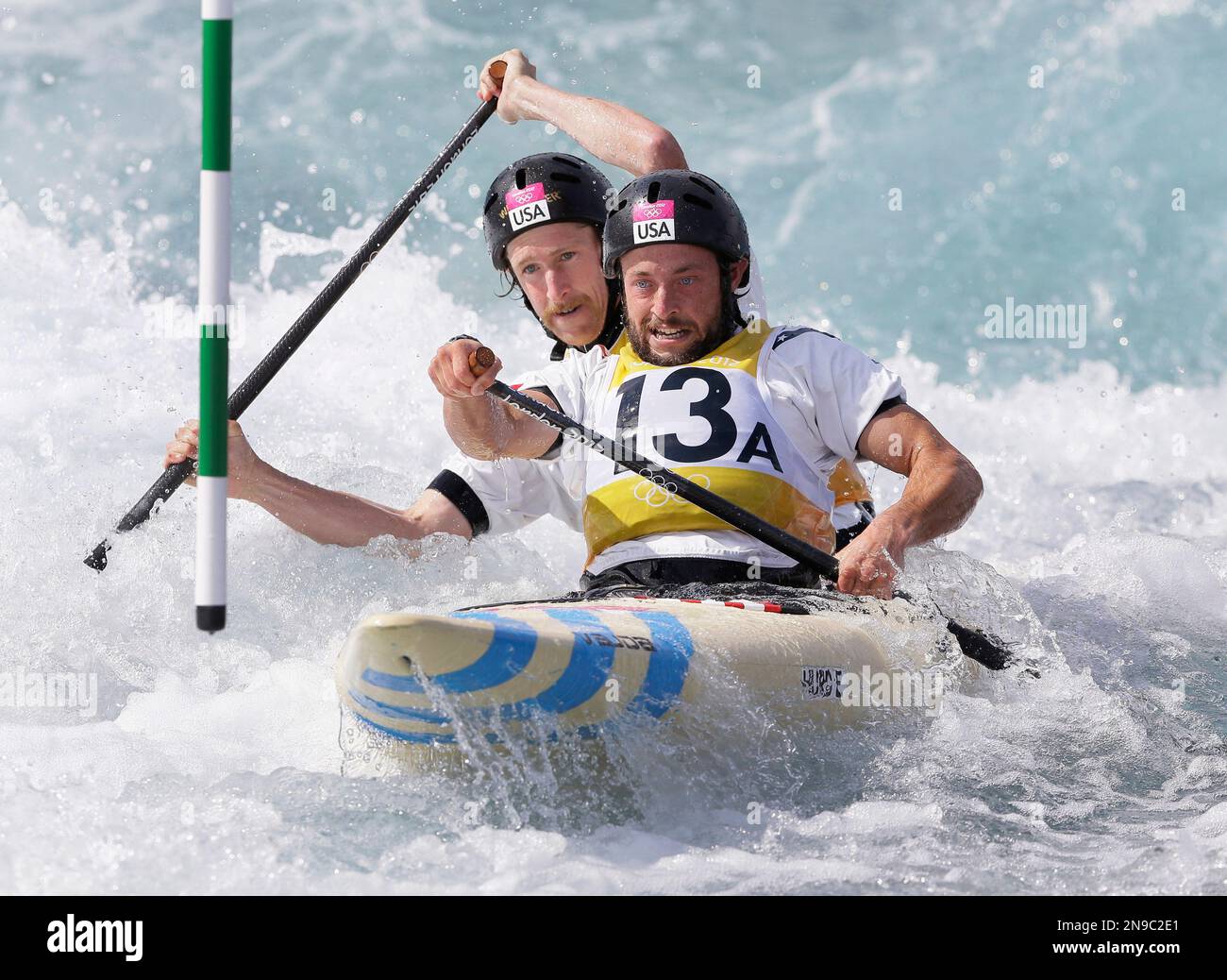 Eric Hurd, front, and Jeff Larimer of the United States compete in the ...