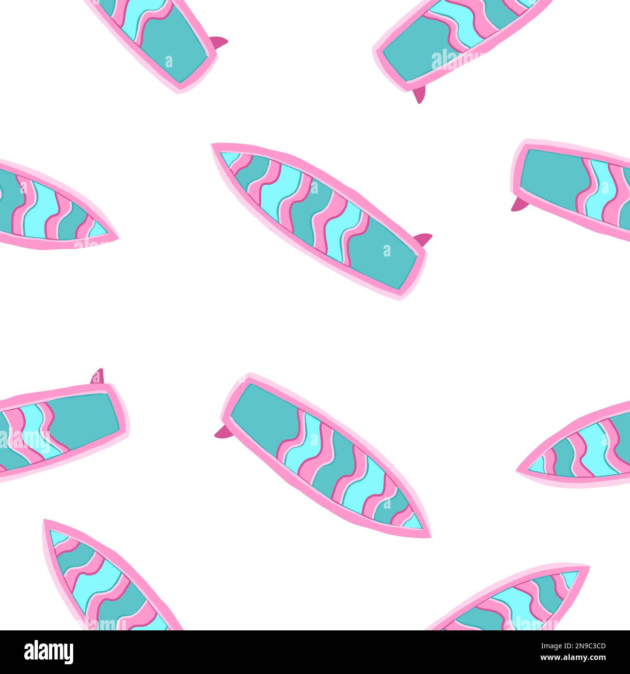 Surfboard seamless pattern. Vector illustration in cartoon flat style ...