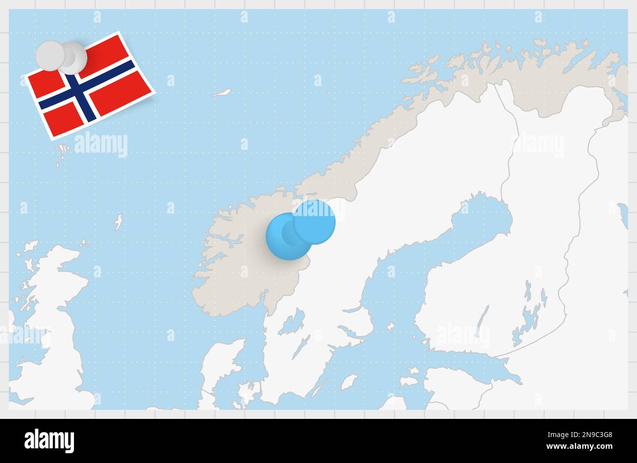 Map of Norway with a pinned blue pin. Pinned flag of Norway, vector ...