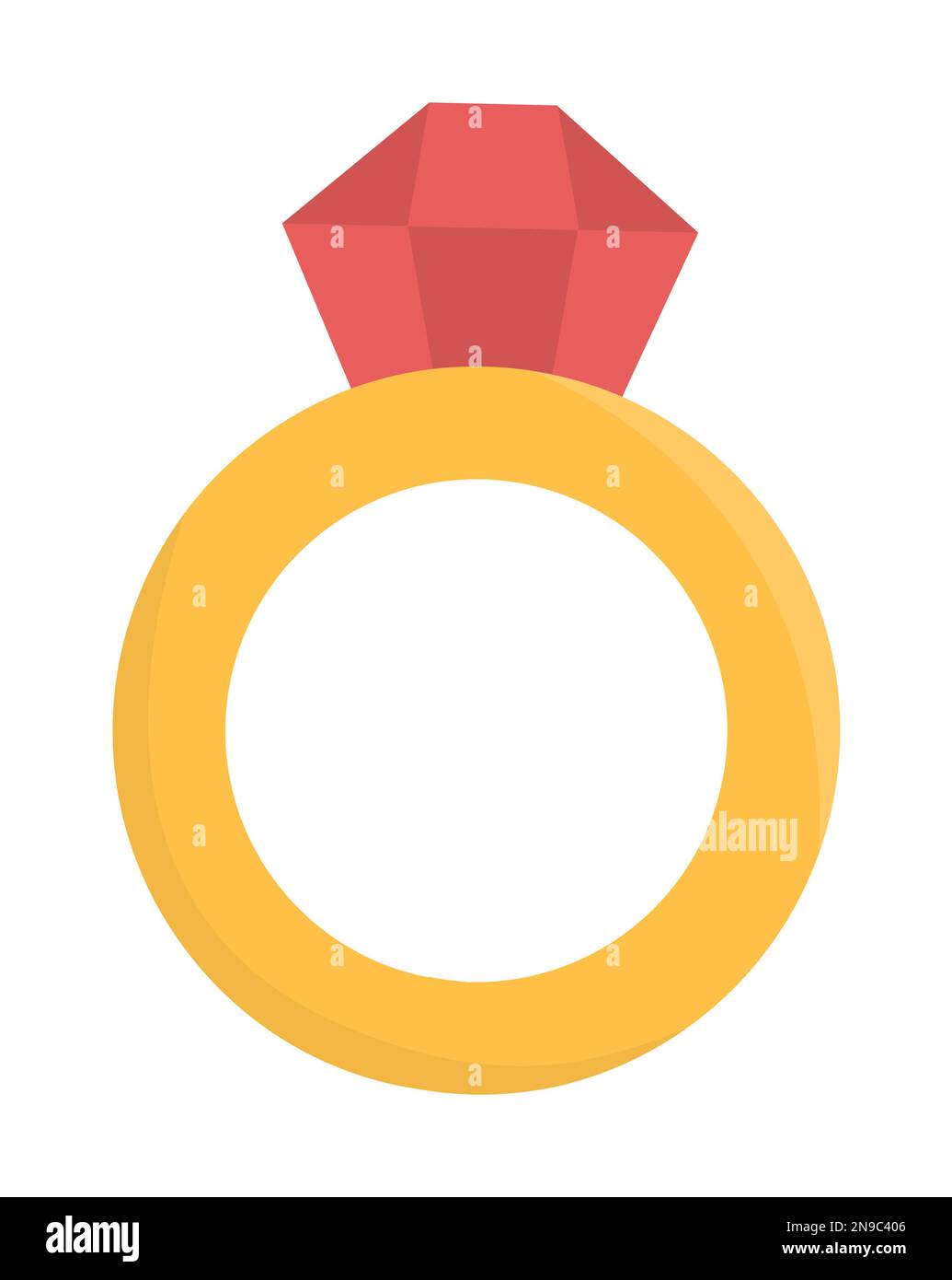 Vector wedding ring with red stone. Cute marriage symbol clipart ...