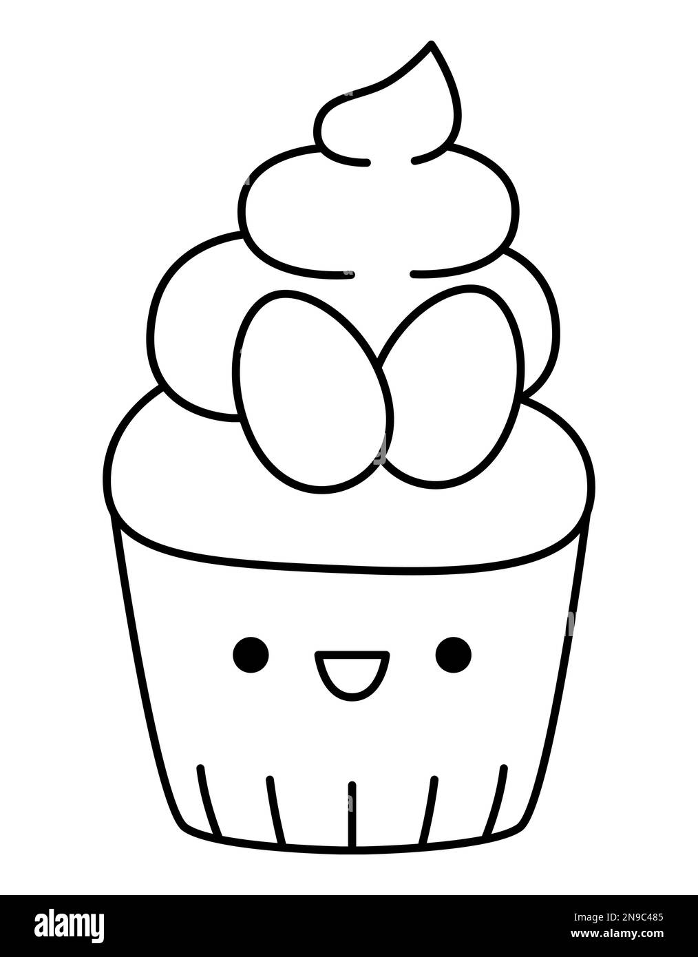 Cute Cupcake Clip Art Black And White