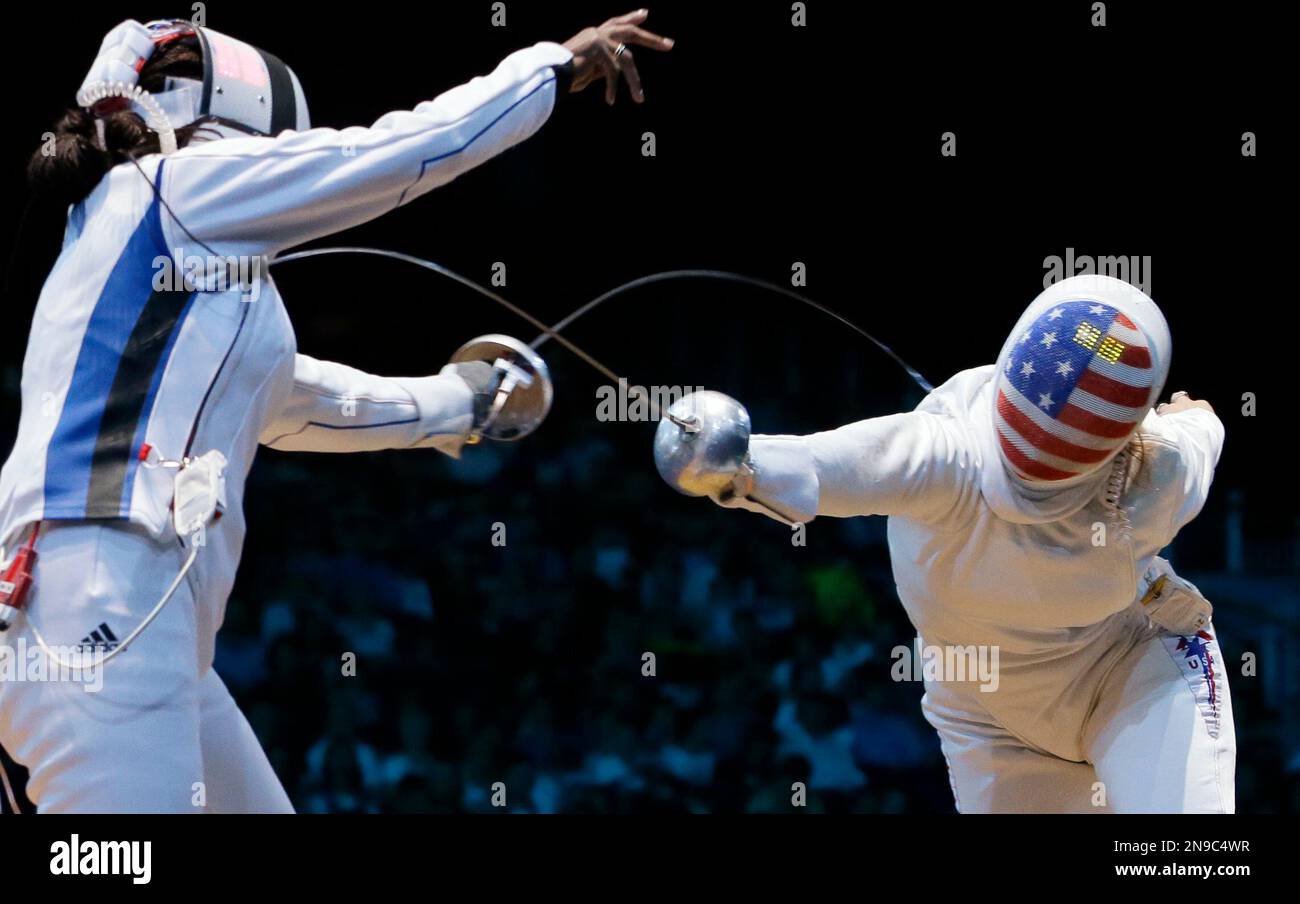 USA's Courtney Hurley faces France's Laura Flessel-Colovic during a ...