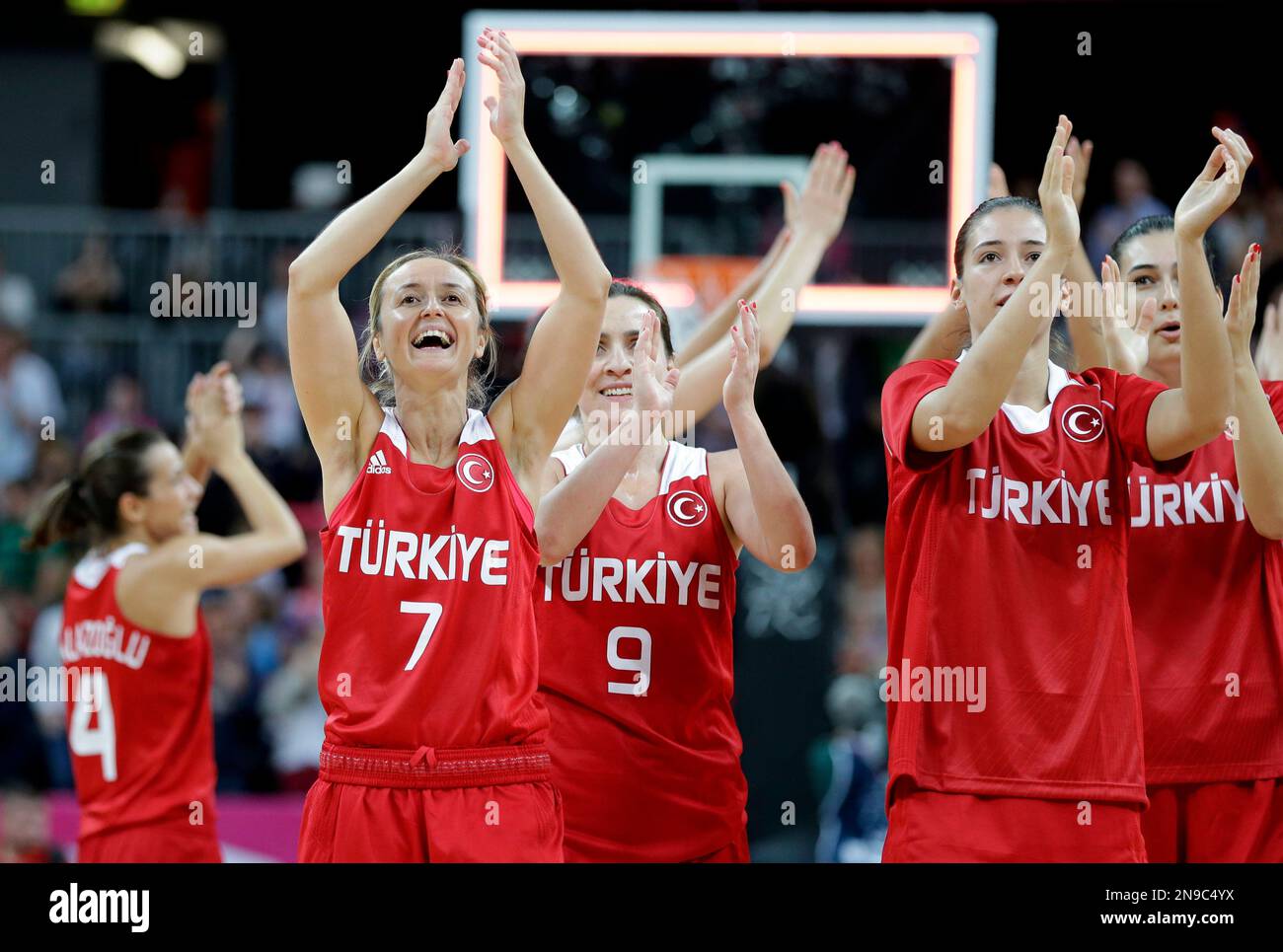 Turkey's Nilay Kartaltepe (7) and Esmeral Tuncluer (9) celebrate with ...