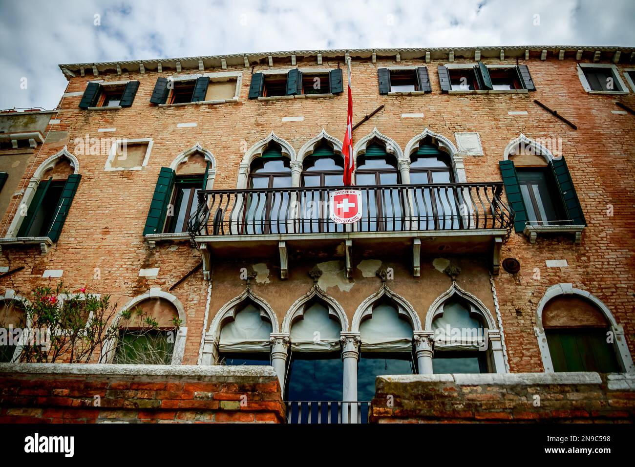 A low angle shot of the Swiss Consulate building in Venice, Italy Stock ...