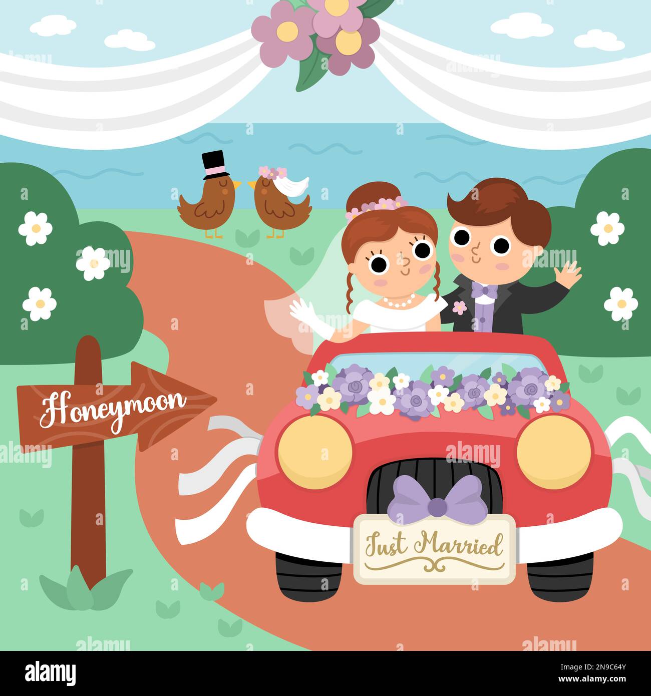 Bridal pair going marriage ceremony Stock Vector Images - Alamy