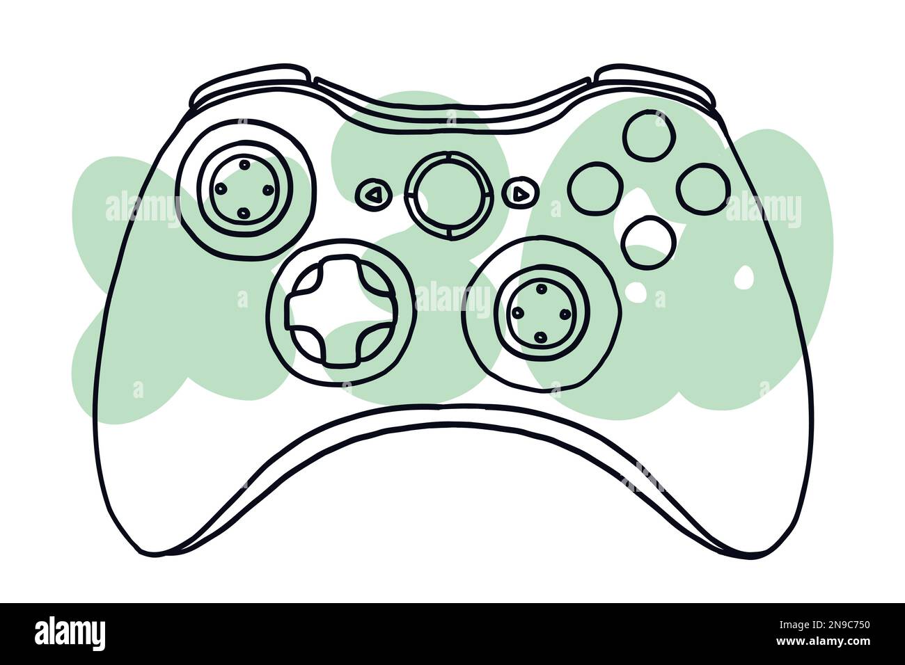 Game controller. Vector illustration in hand-drawn cartoon flat style ...