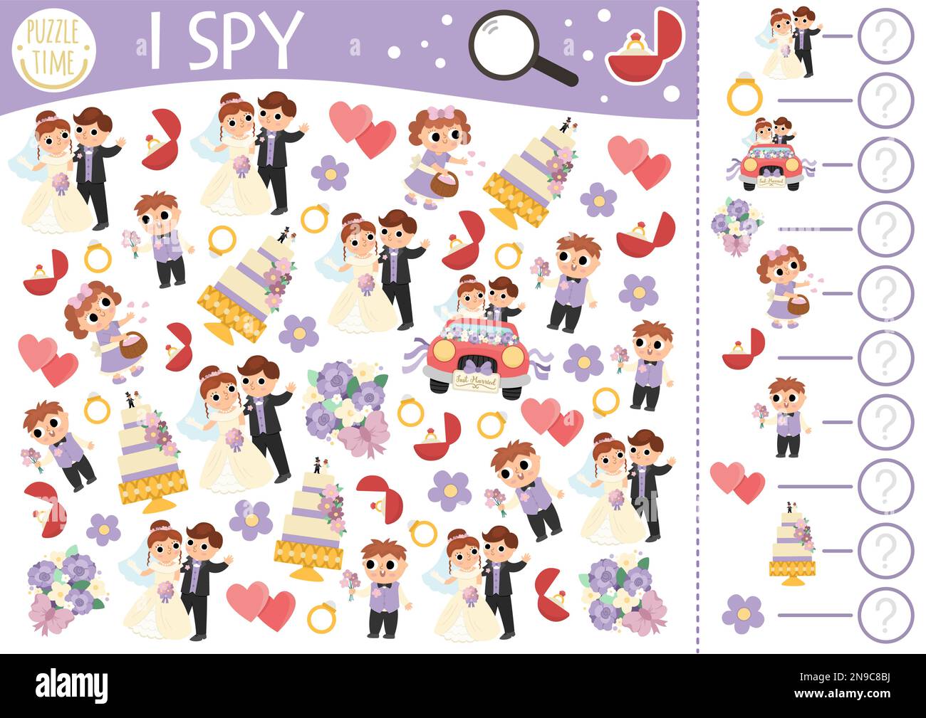 Wedding I spy game for kids. Searching and counting activity with ...