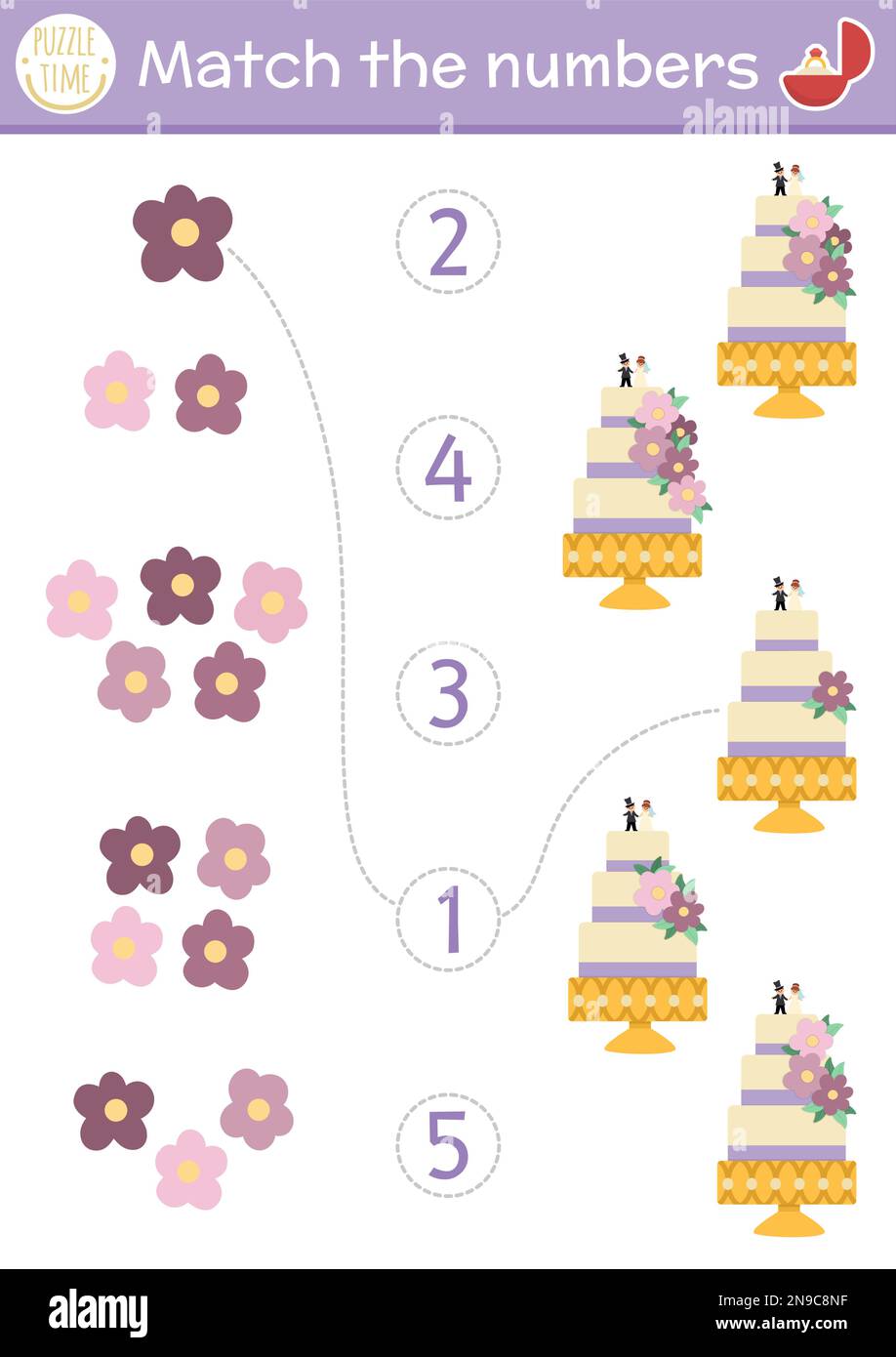 Match the numbers farm game with cake and flower decoration. Marriage ...