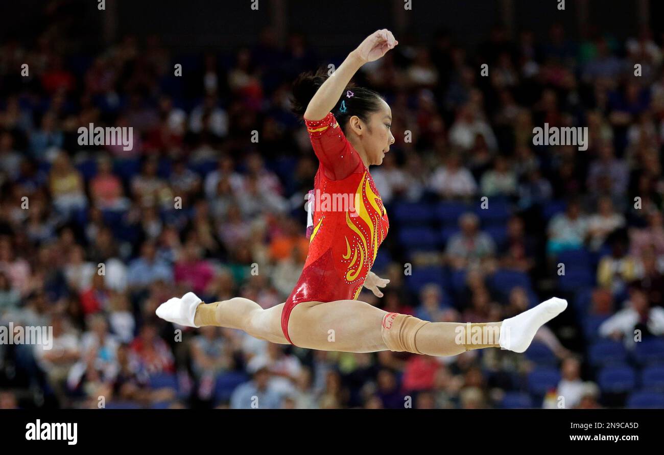 Chinese gymnast Deng Linlin performs on the balance beam during the ...