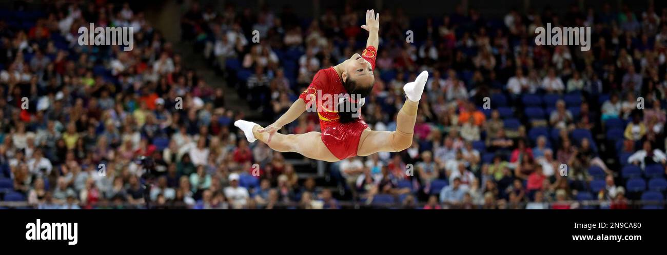 Chinese gymnast Deng Linlin performs on the balance beam during the ...