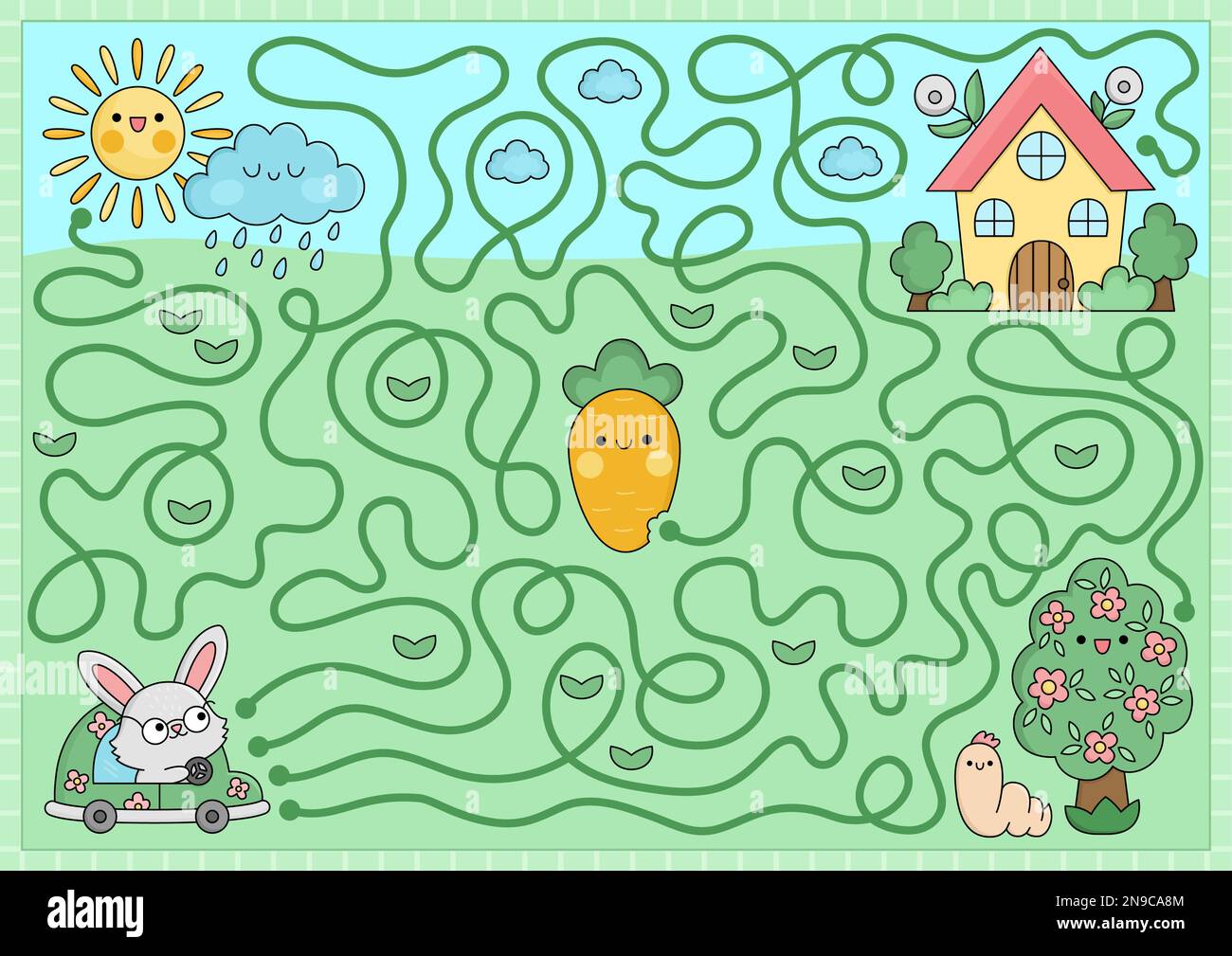 Easter maze for kids. Spring holiday preschool printable activity with ...