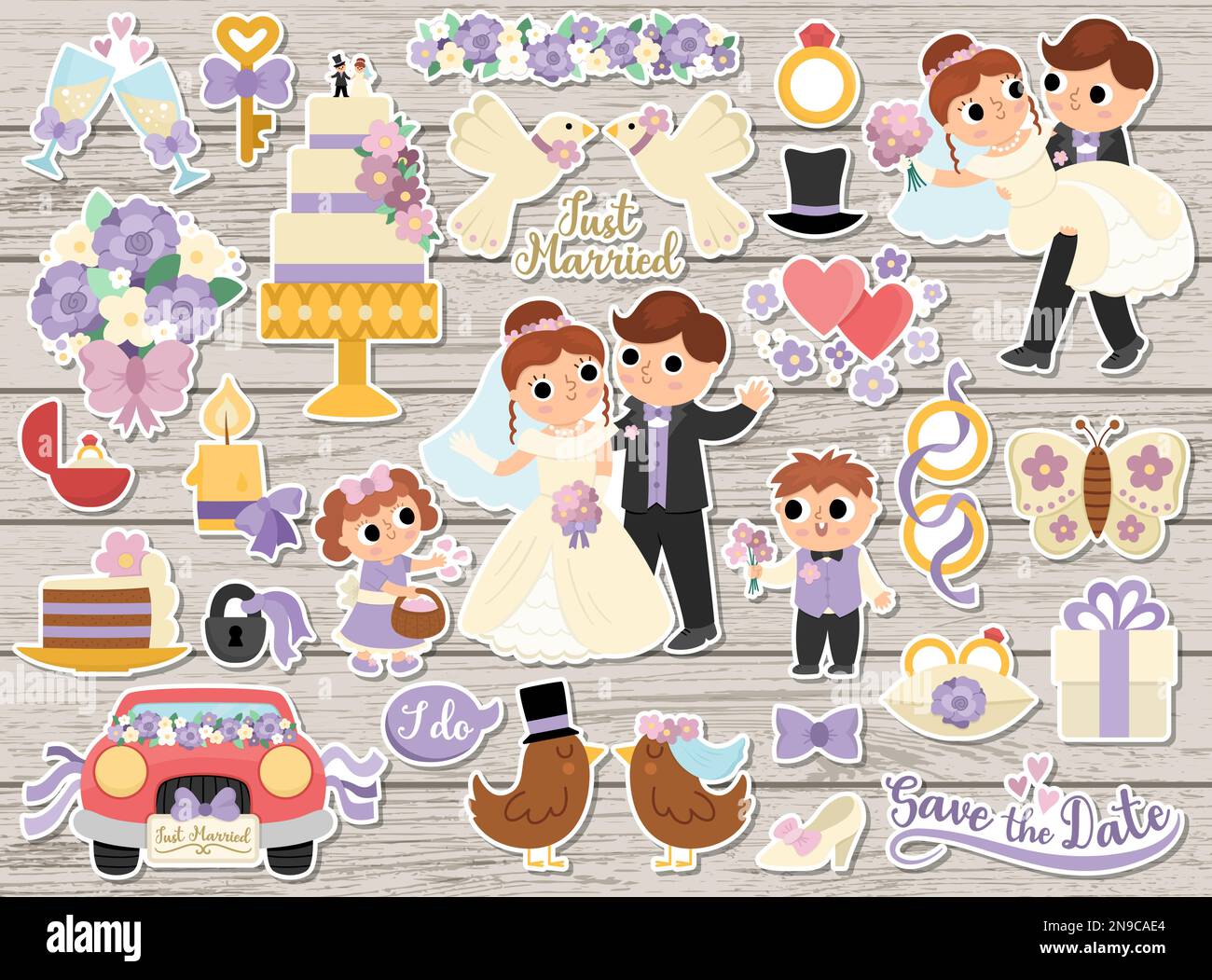 Big vector wedding stickers set. Marriage ceremony patches icons ...