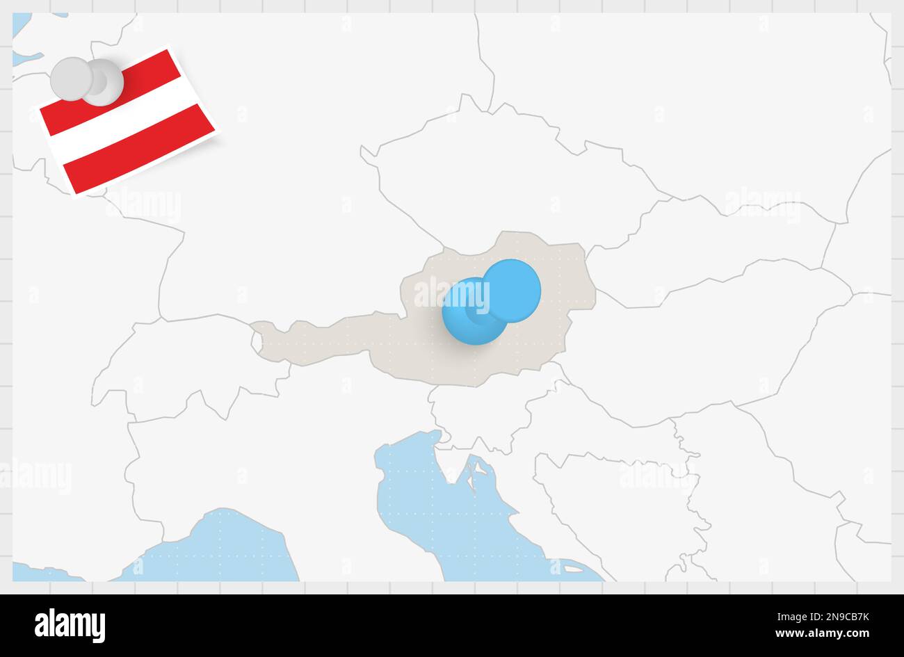 Map of Austria with a pinned blue pin. Pinned flag of Austria, vector ...